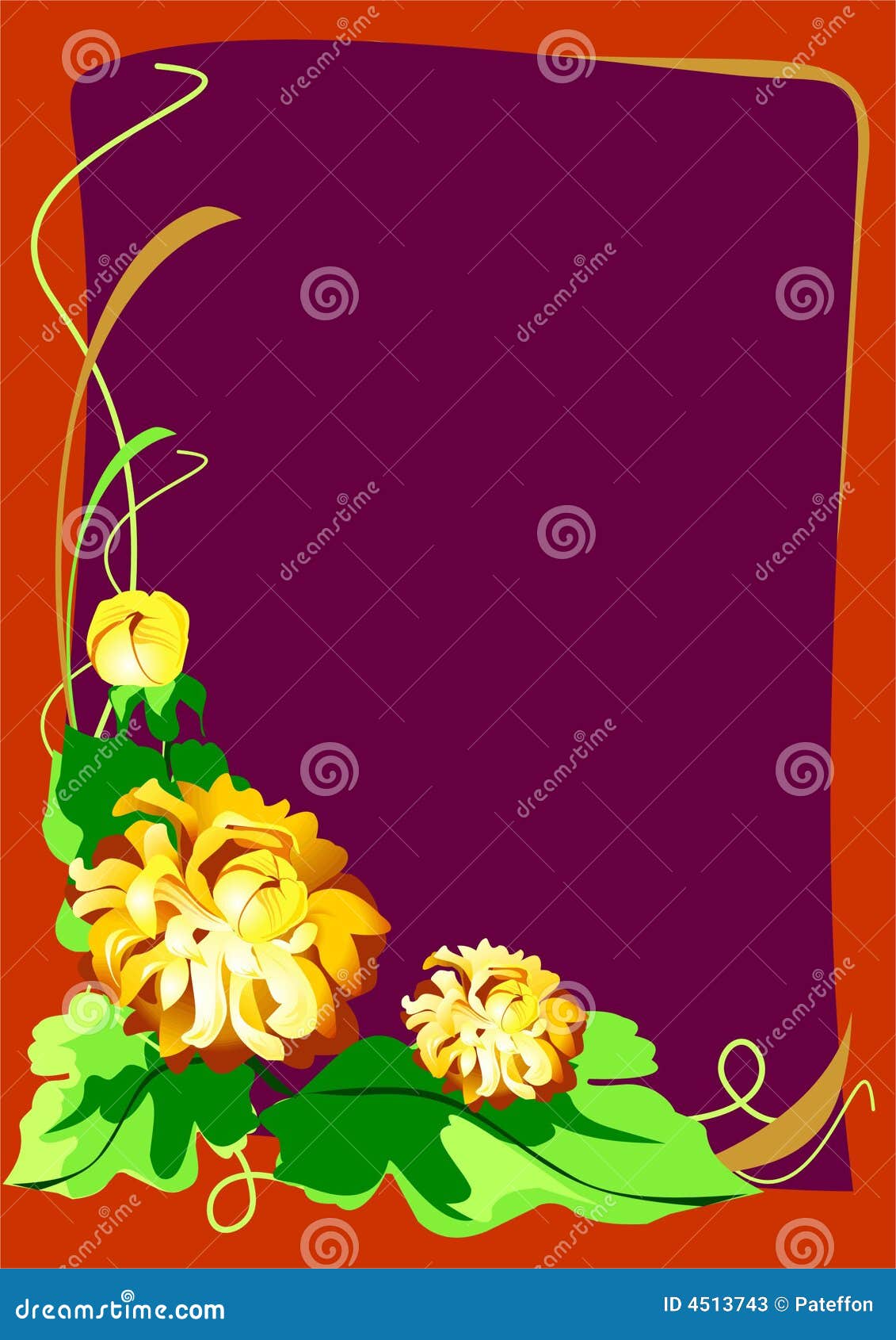 Floral postcard frame stock vector. Illustration of angle - 4513743