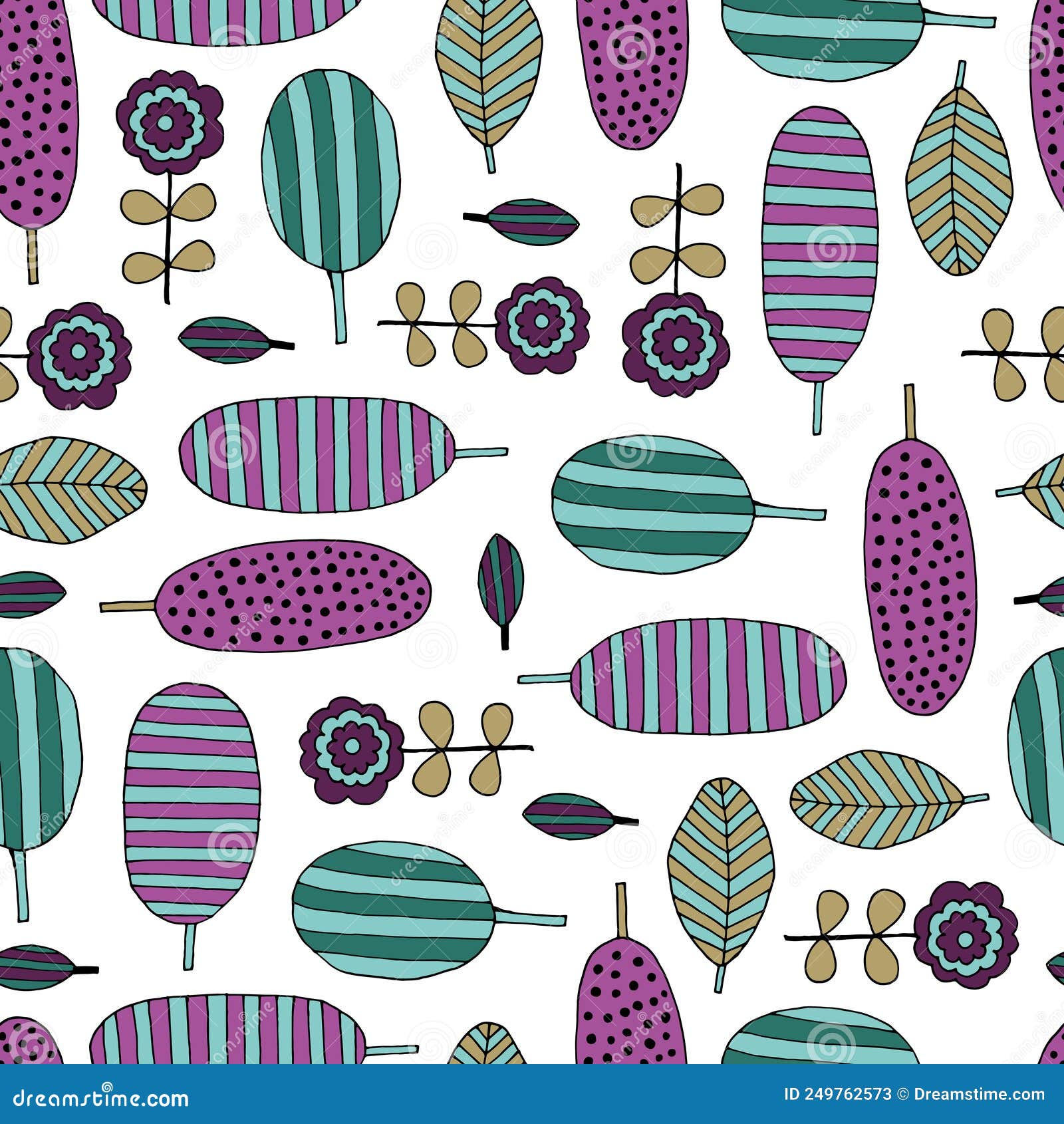 Floral Print. Multi-colored Leaves on a White Background. Seamless ...