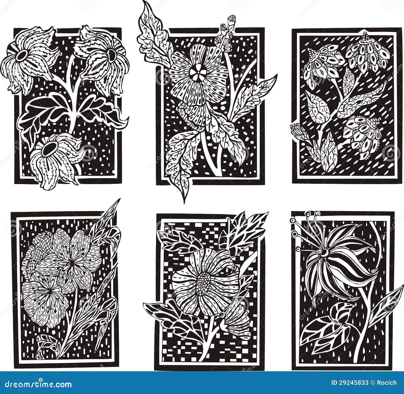 Floral rectangle patterns stock vector. Illustration of element - 29245833