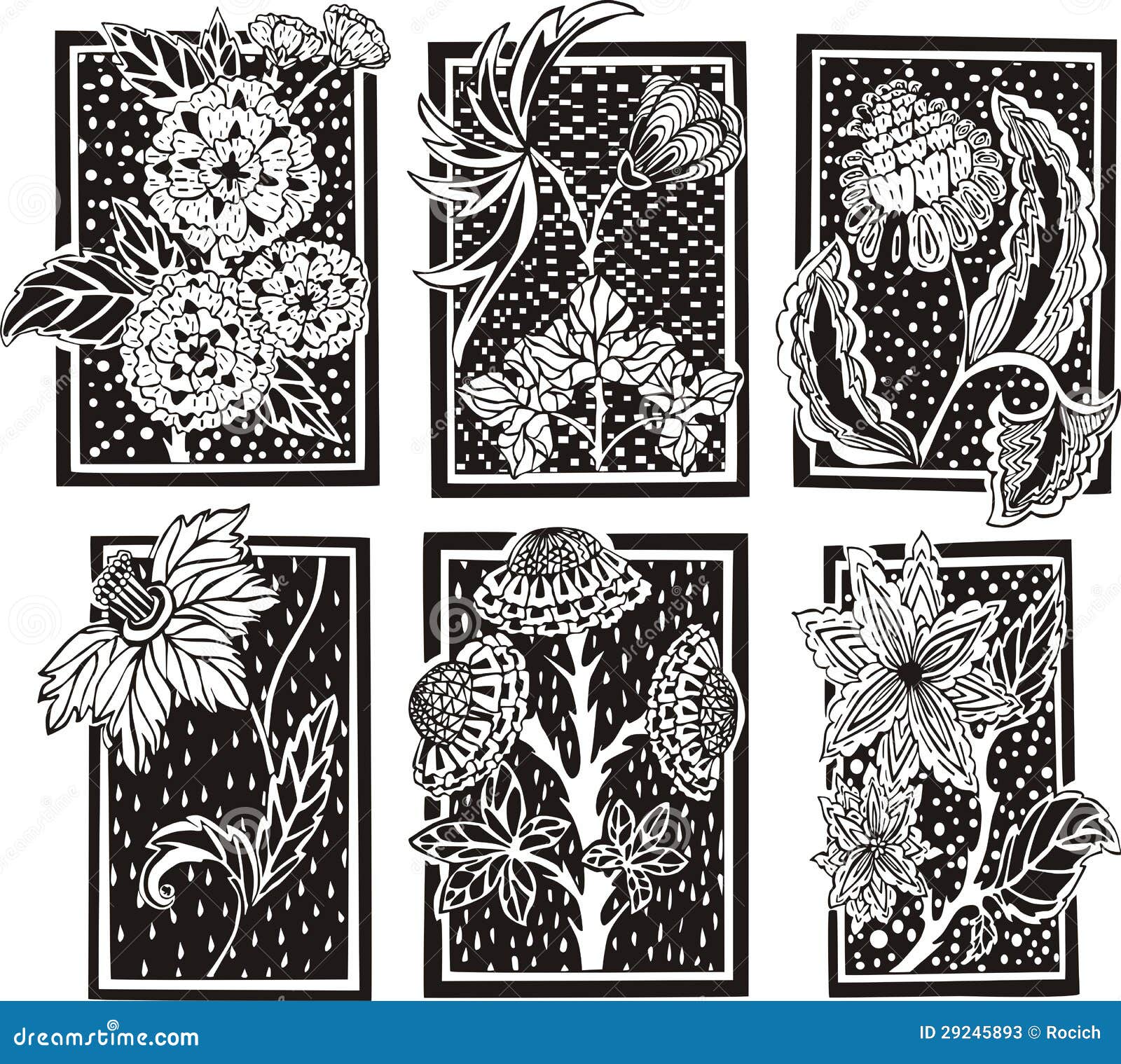 Floral rectangle patterns stock vector. Illustration of form - 29245893