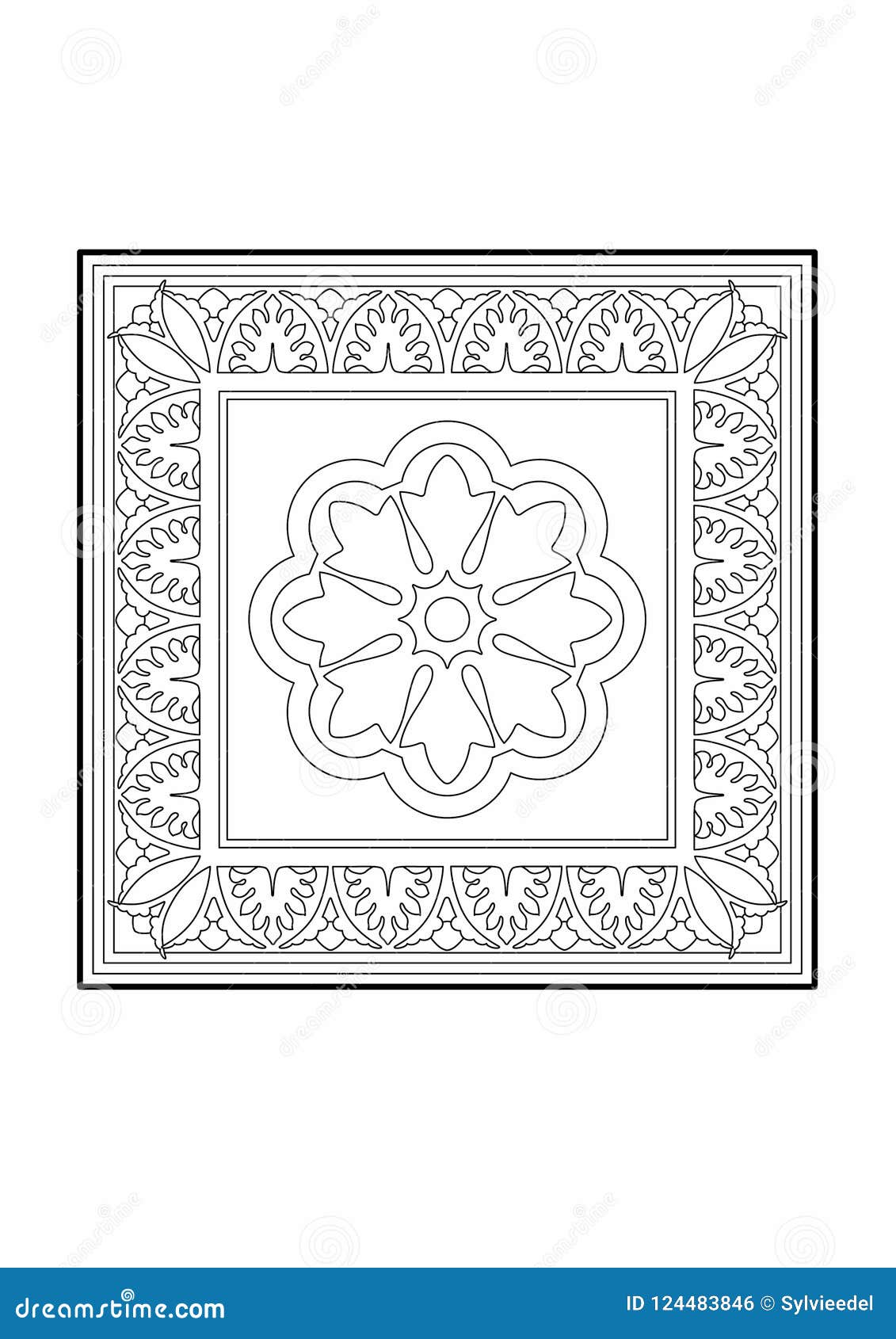 Floral rectangle stock vector. Illustration of square - 124483846