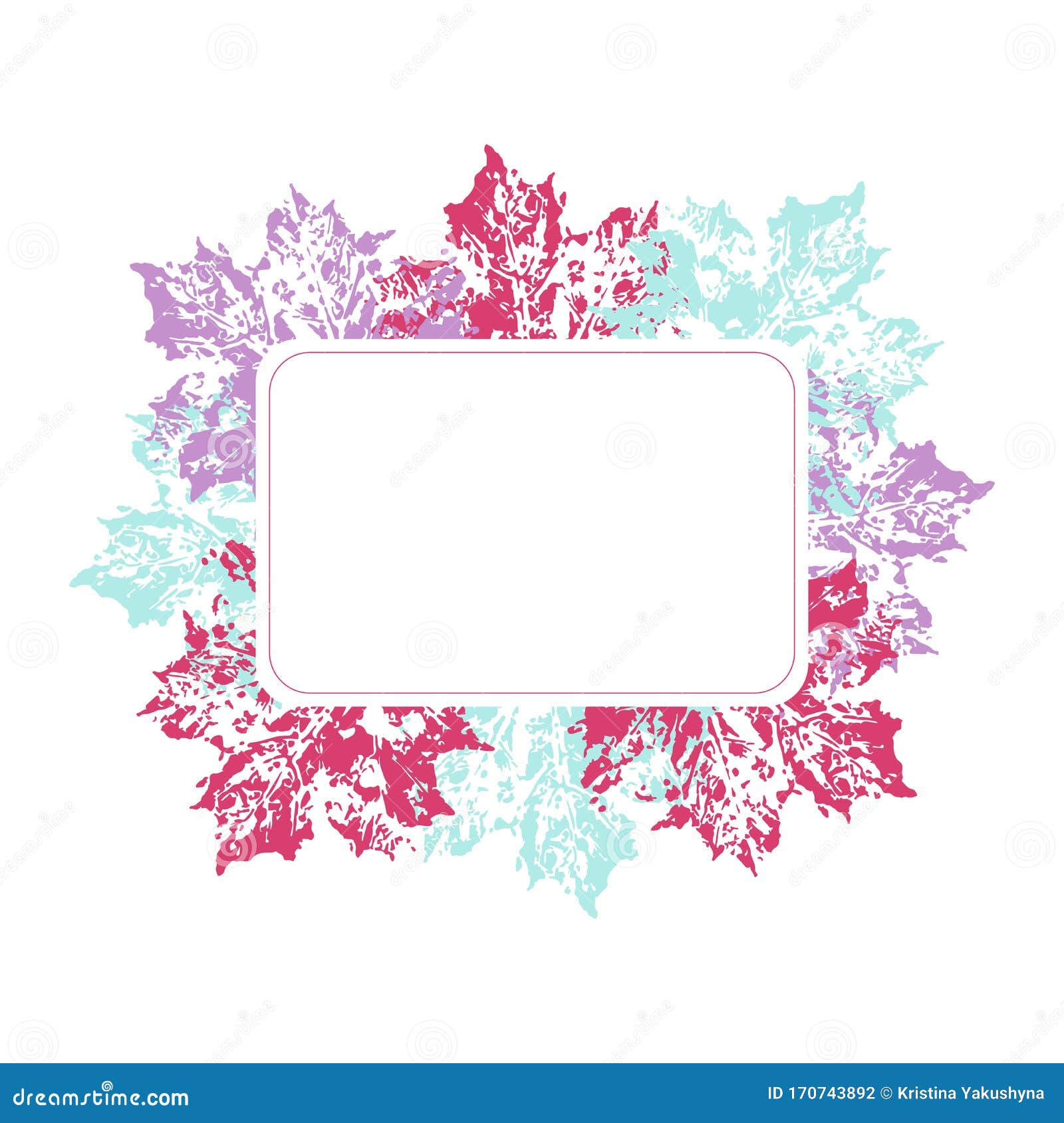 Floral Rectangular Frame with Colorul Leaves Decoration. Arrangement ...