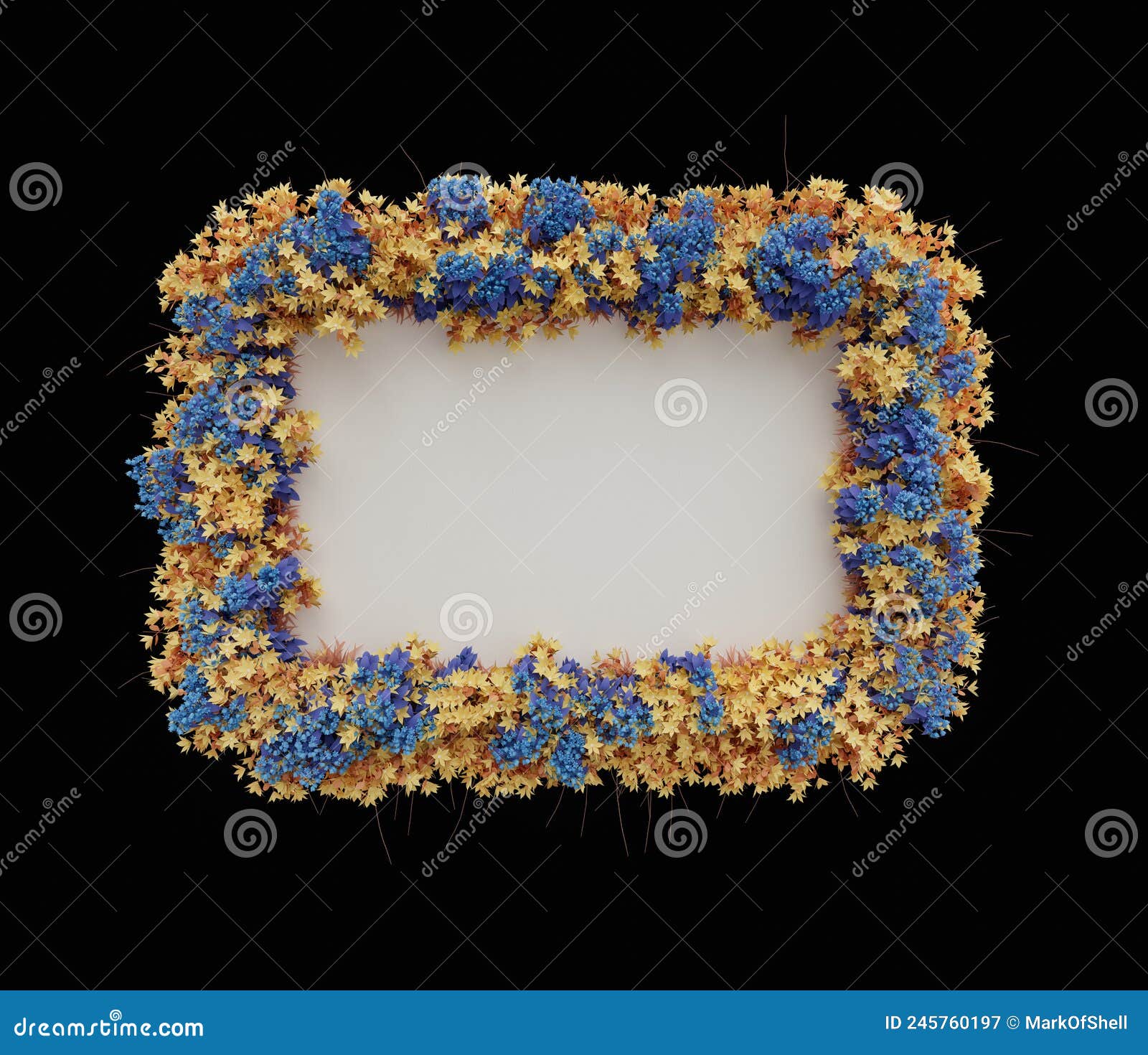 Floral Rectangular Frame with Plants and Flowers, Greeting and ...