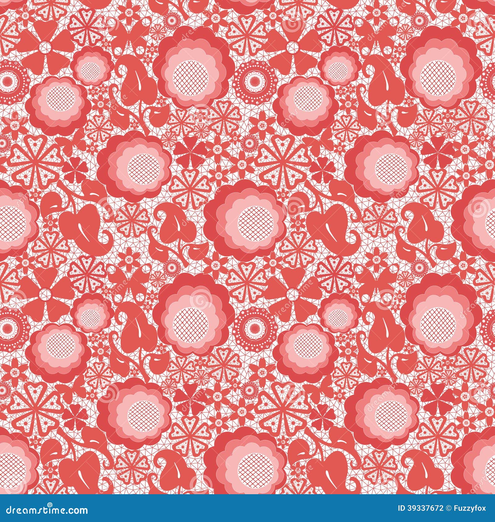 Floral Red Lacy Seamless Pattern on White Stock Illustration ...