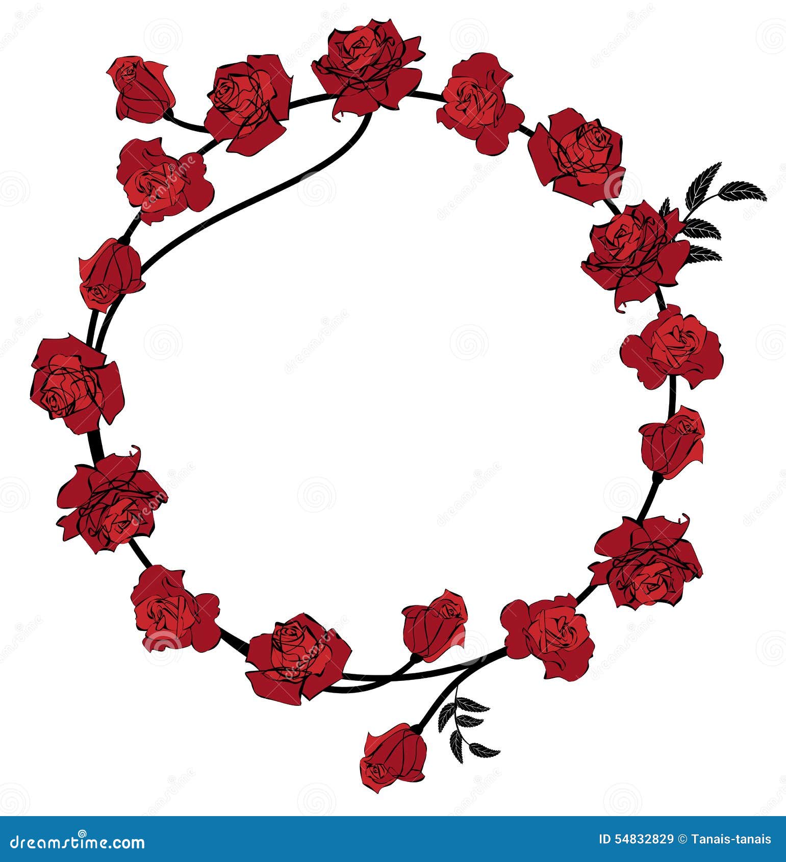 Floral red roses frame stock vector. Illustration of romance - 54832829