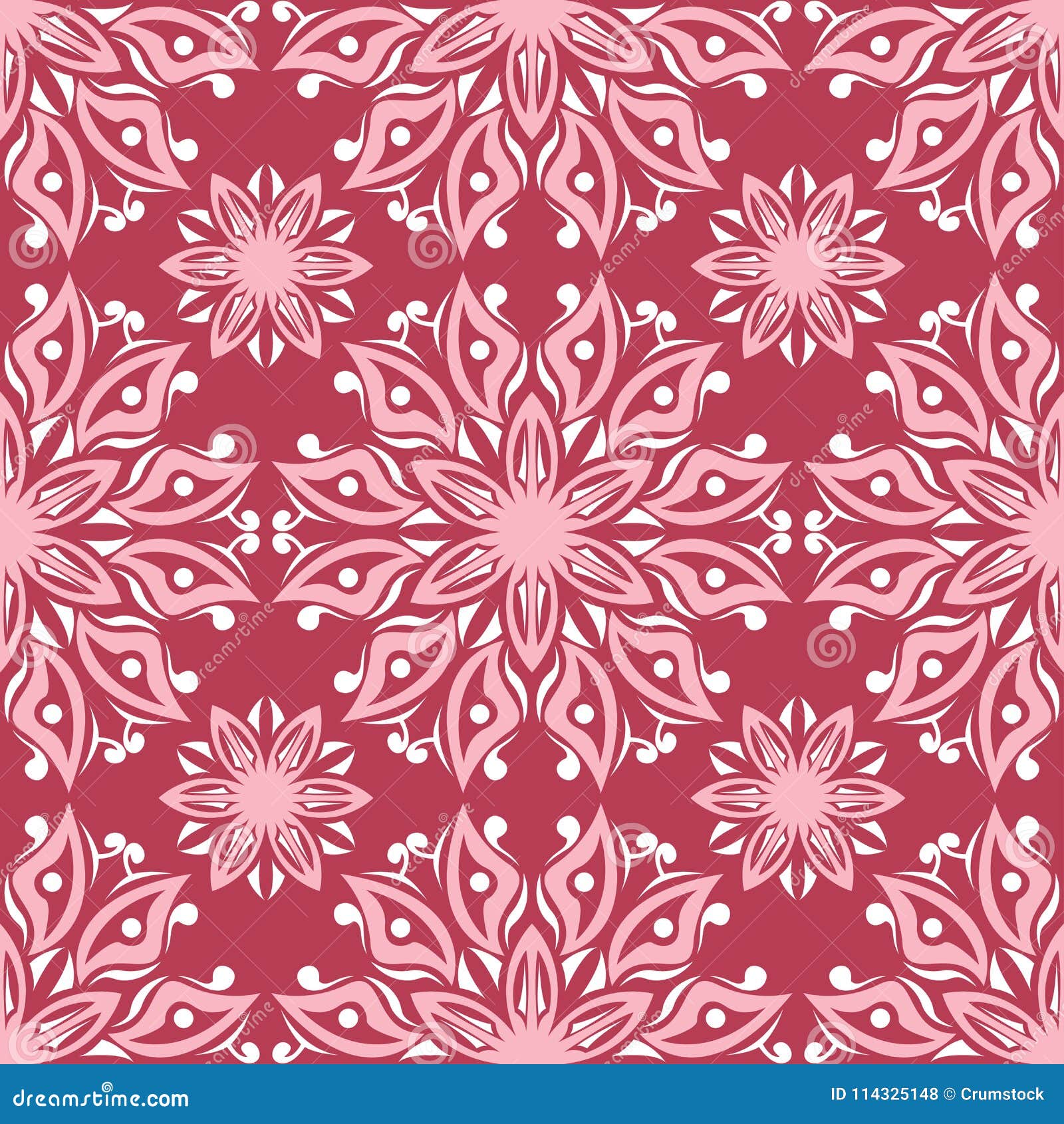 Floral Red Seamless Background with Beige Pattern Stock Vector ...