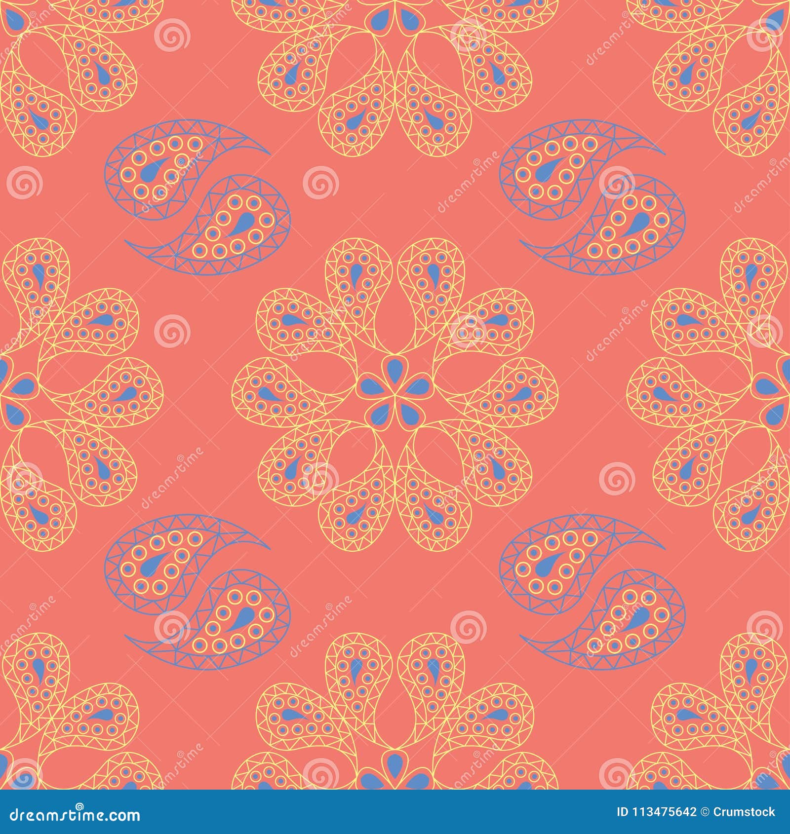 Floral Red Seamless Pattern. Bright Colored Background with Yellow and ...