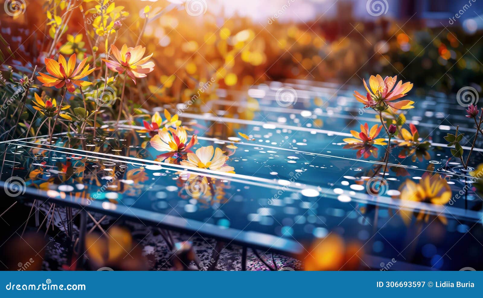 Flowery Dreamscape: Reflections & Blooms in Surreal Harmony, Generative ...