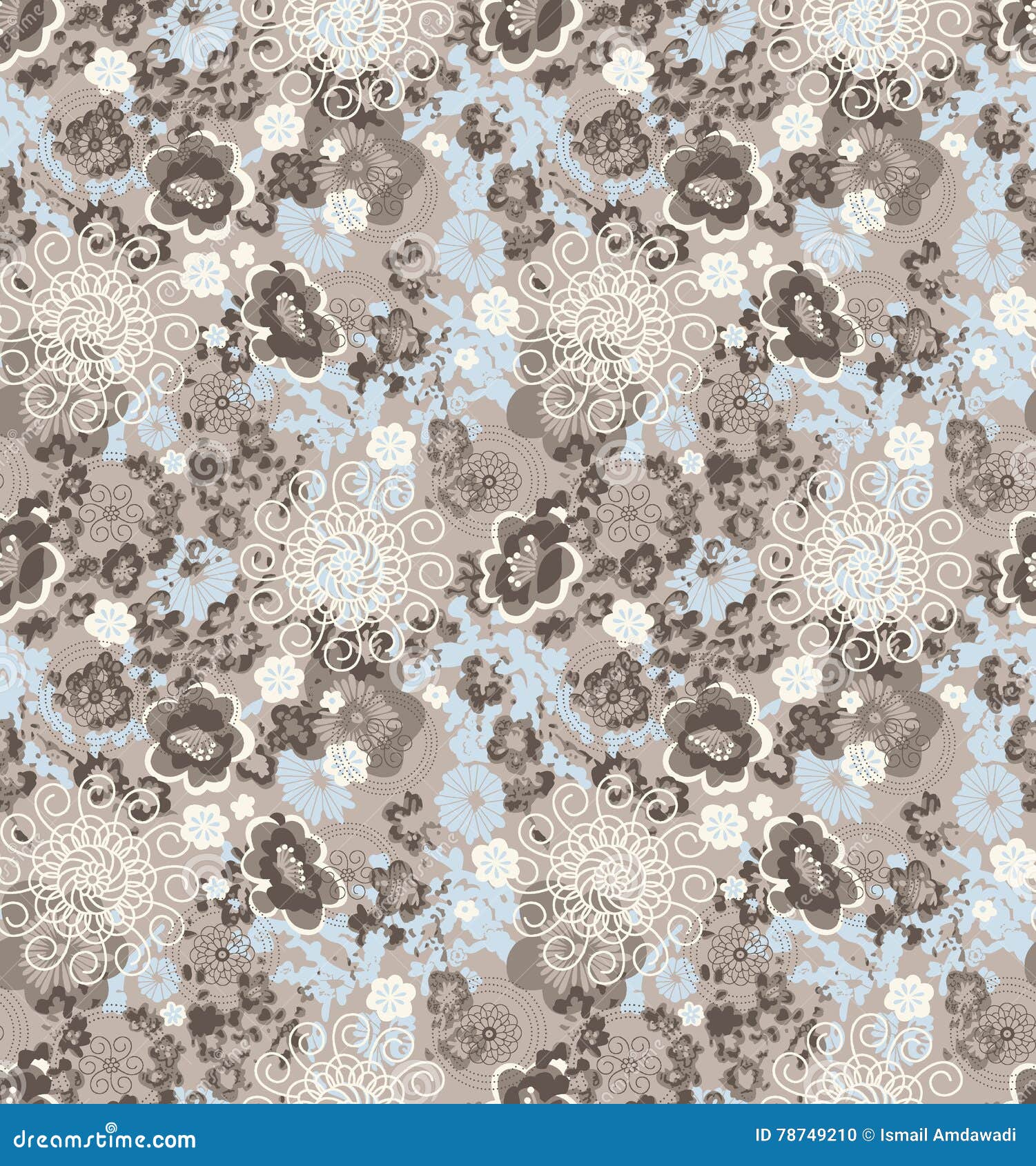 Floral repeat pattern stock illustration. Illustration of repeat - 78749210