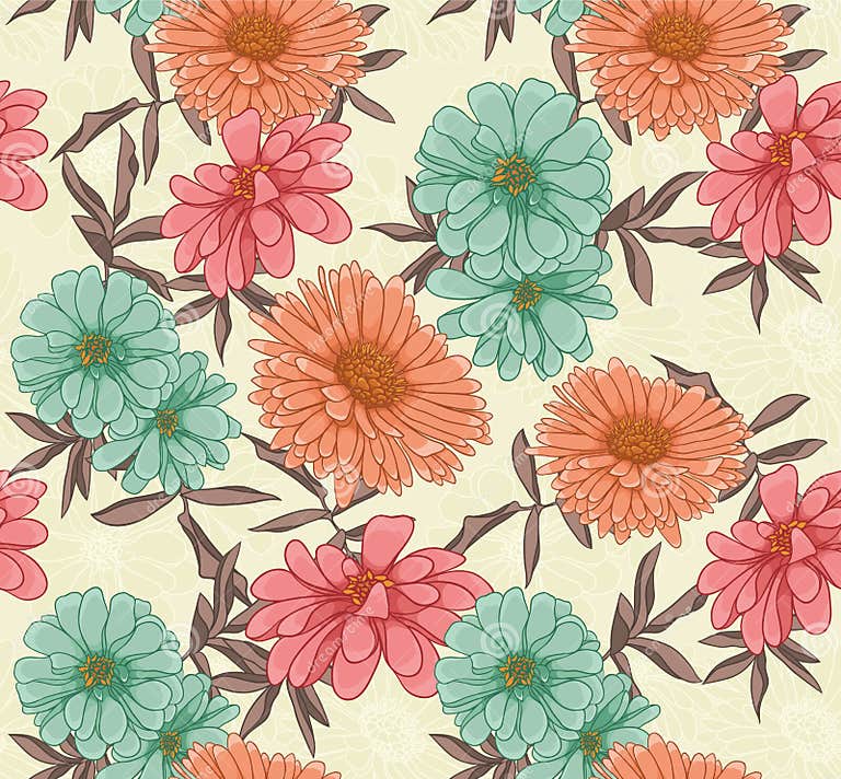 Floral Repeating Background Stock Vector - Illustration of nature ...