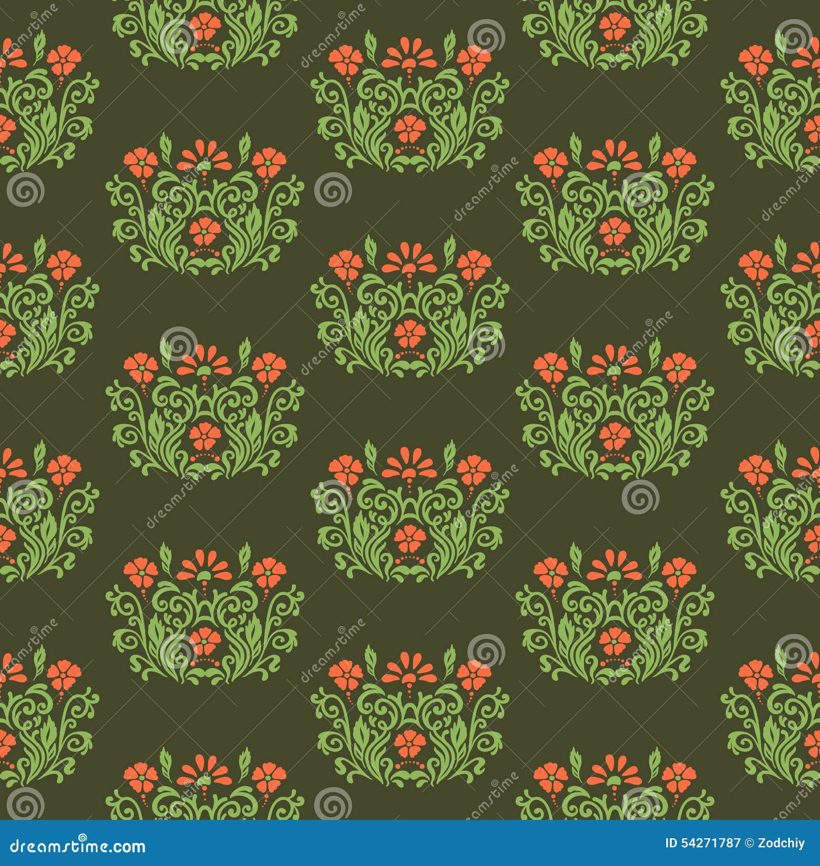 Floral retro pattern stock vector. Illustration of decor - 54271787