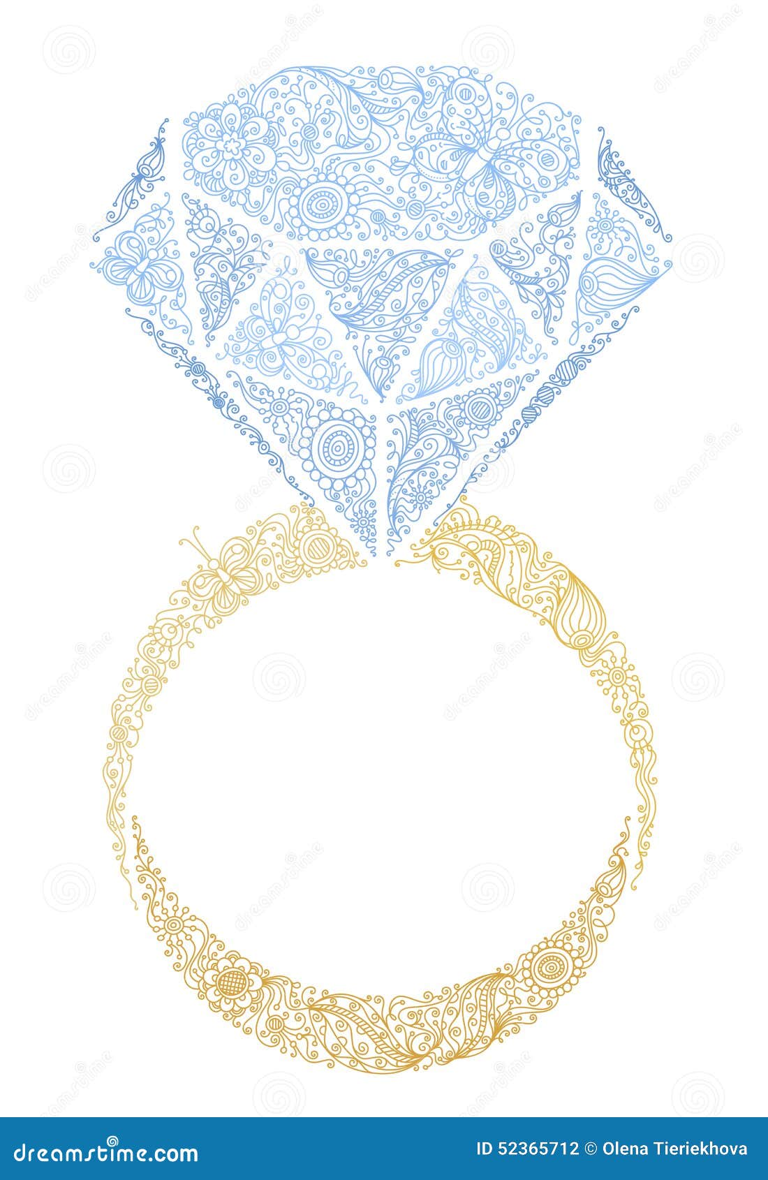 Floral ring. stock vector. Illustration of linear, element - 52365712