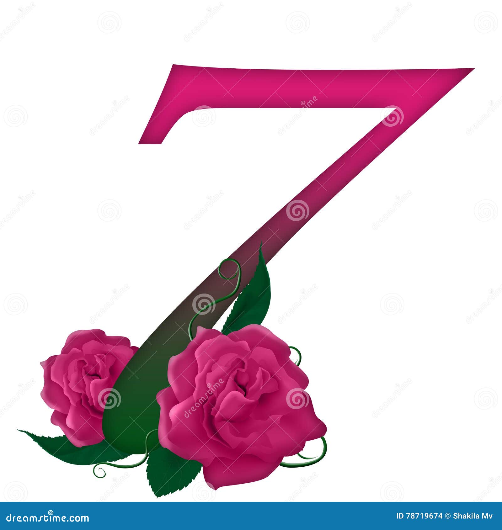 Floral rosado del número 7 foto de archivo. Ilustración de lindo - 78719674