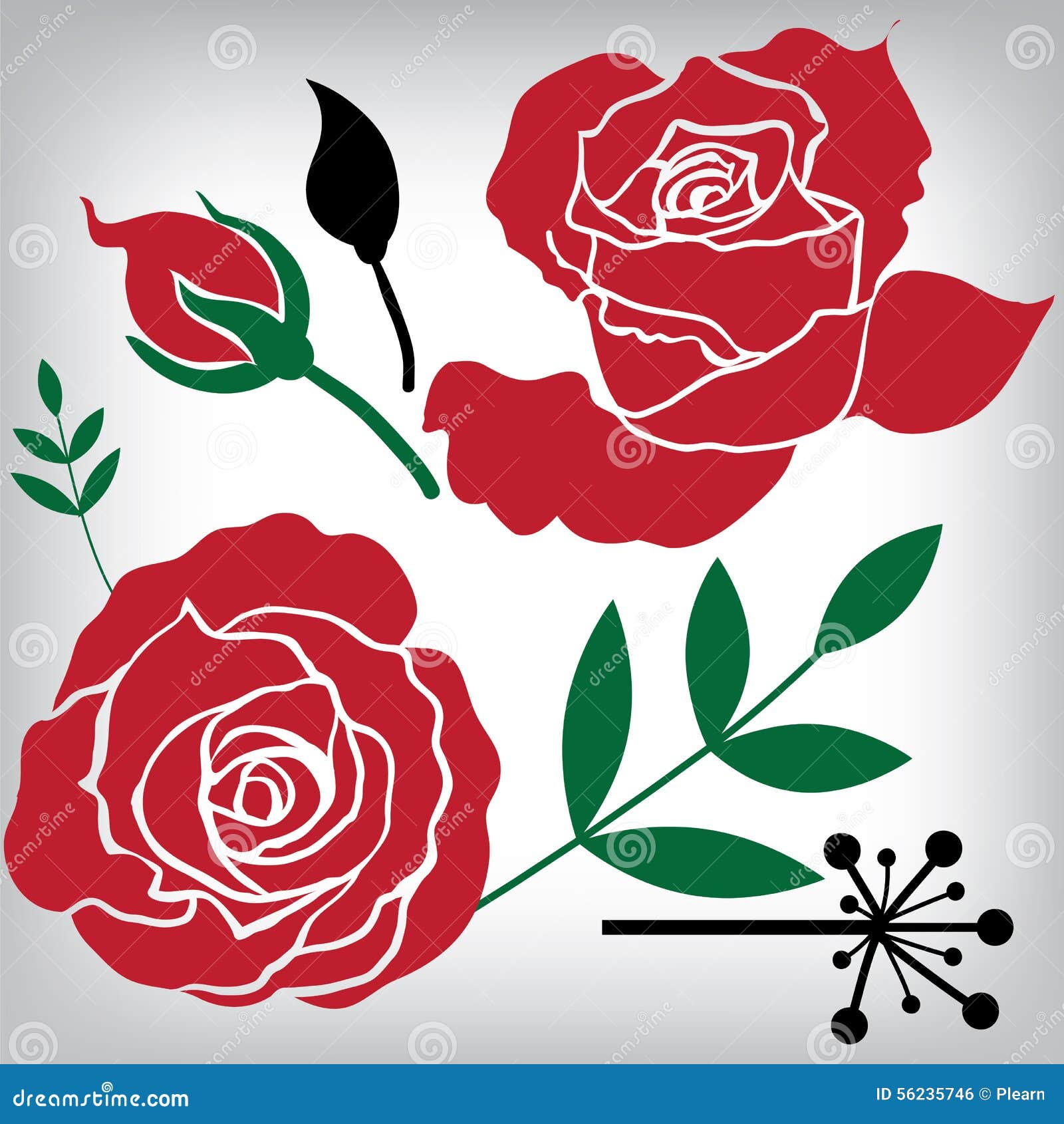 Floral Roses Elements for Design Stock Vector - Illustration of hand ...