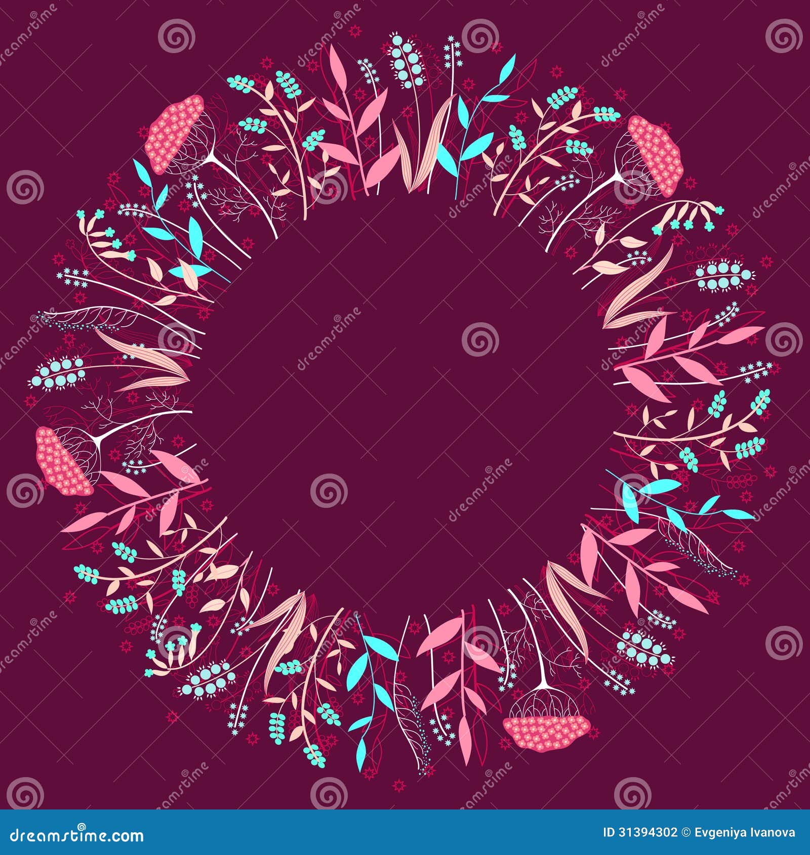 Floral round frame stock illustration. Illustration of floral - 31394302