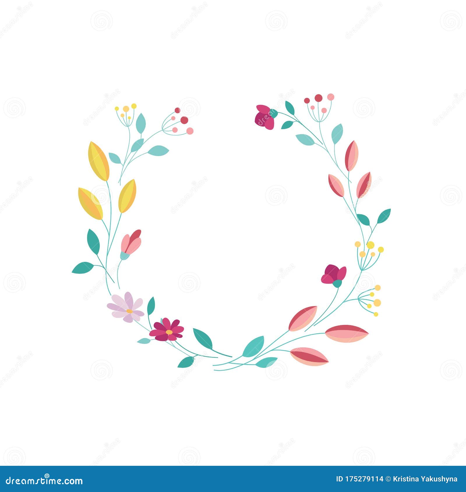 Floral Round Frame Isolated on a White Background Stock Vector ...