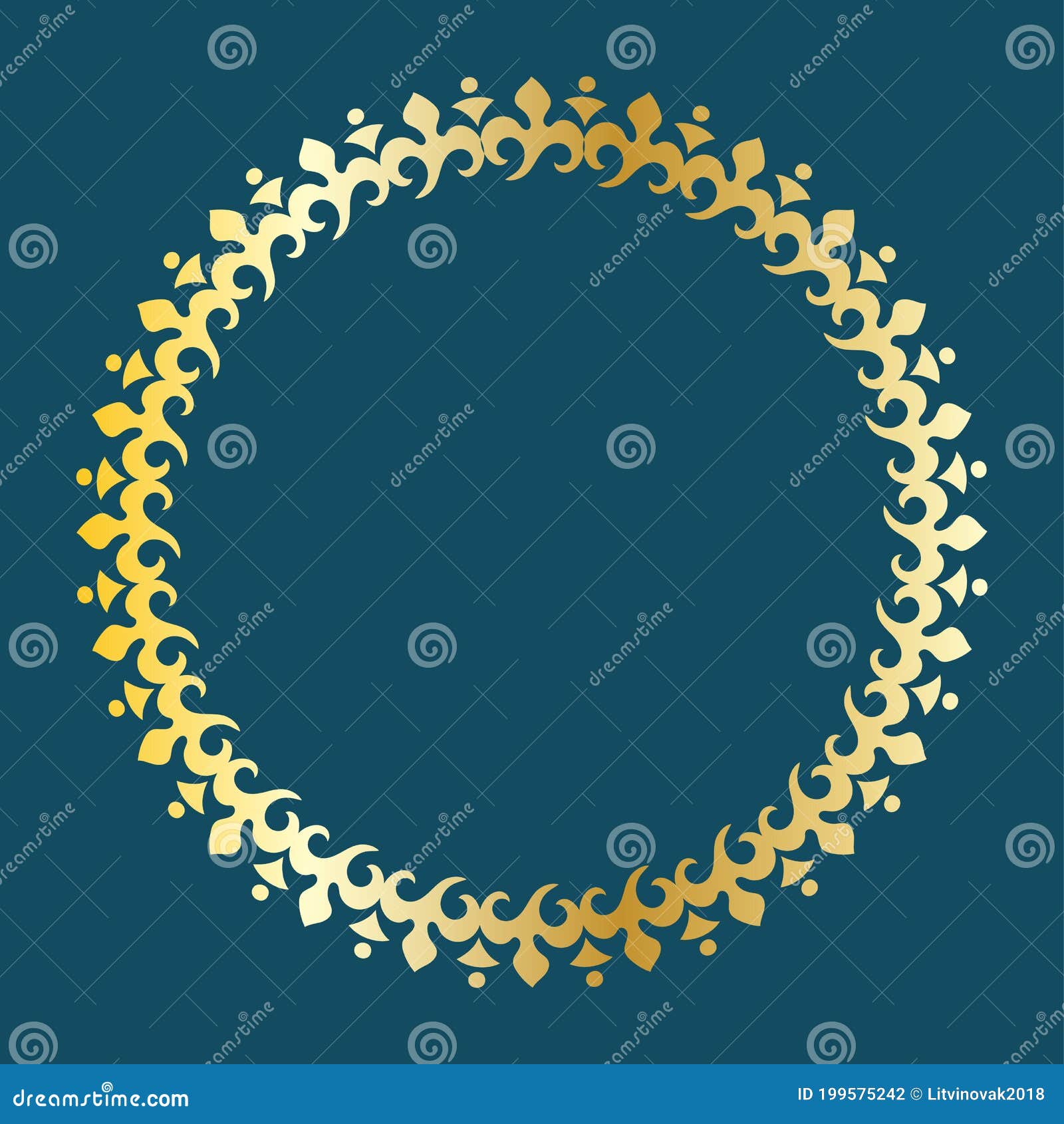 Floral Round Gold Frame. Festive Banner Stock Illustration ...