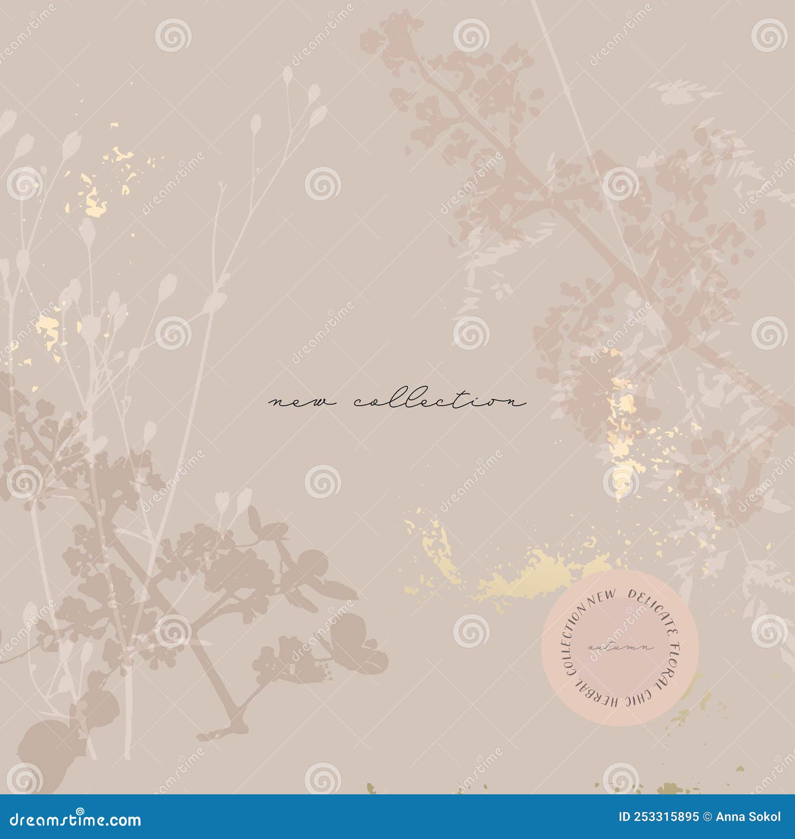 Floral Rustic Background with Hand Drawn Doodle Flowers and Botanical ...