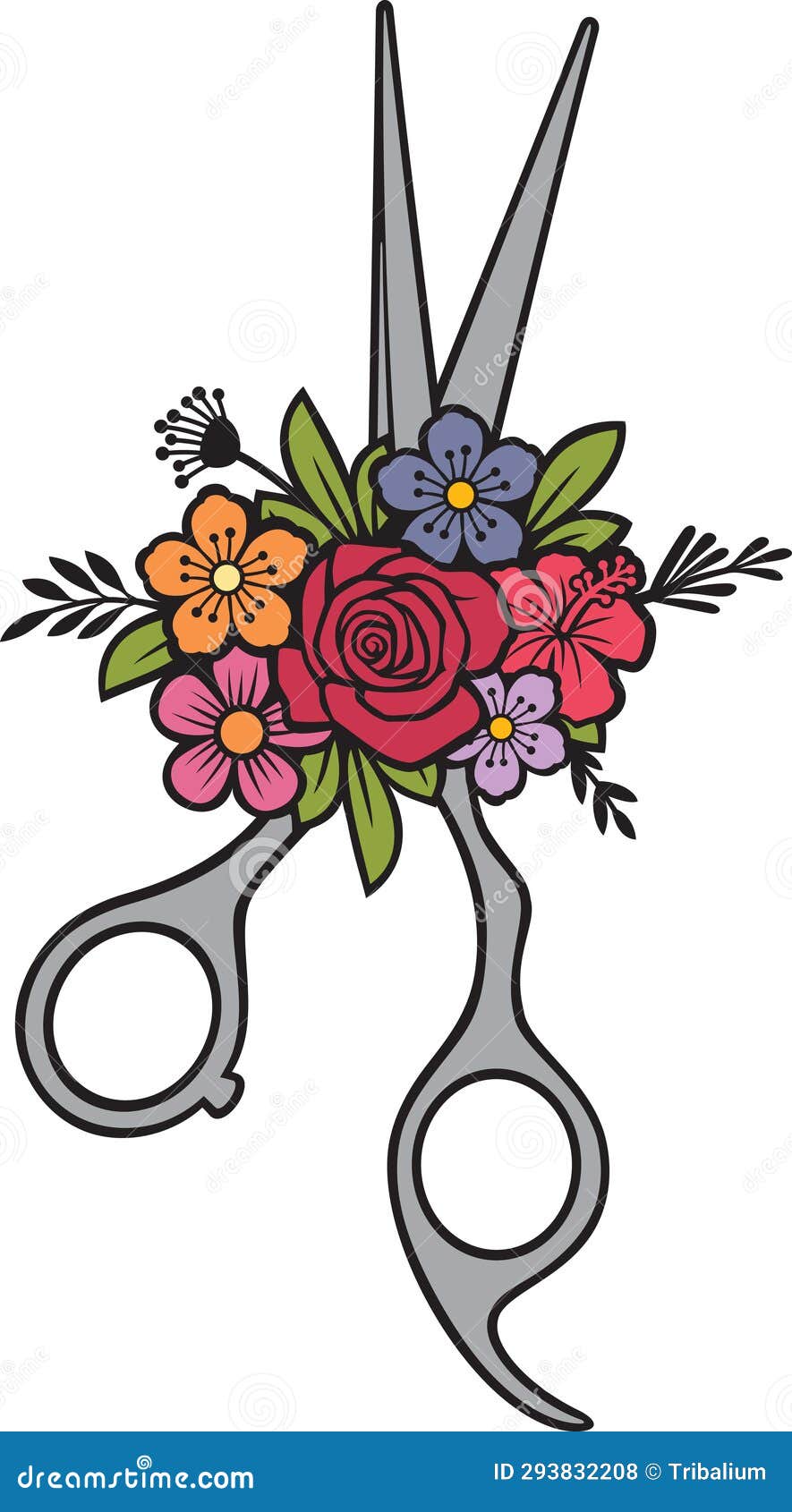 Floral Scissors Color Vector Stock Vector - Illustration of girl ...