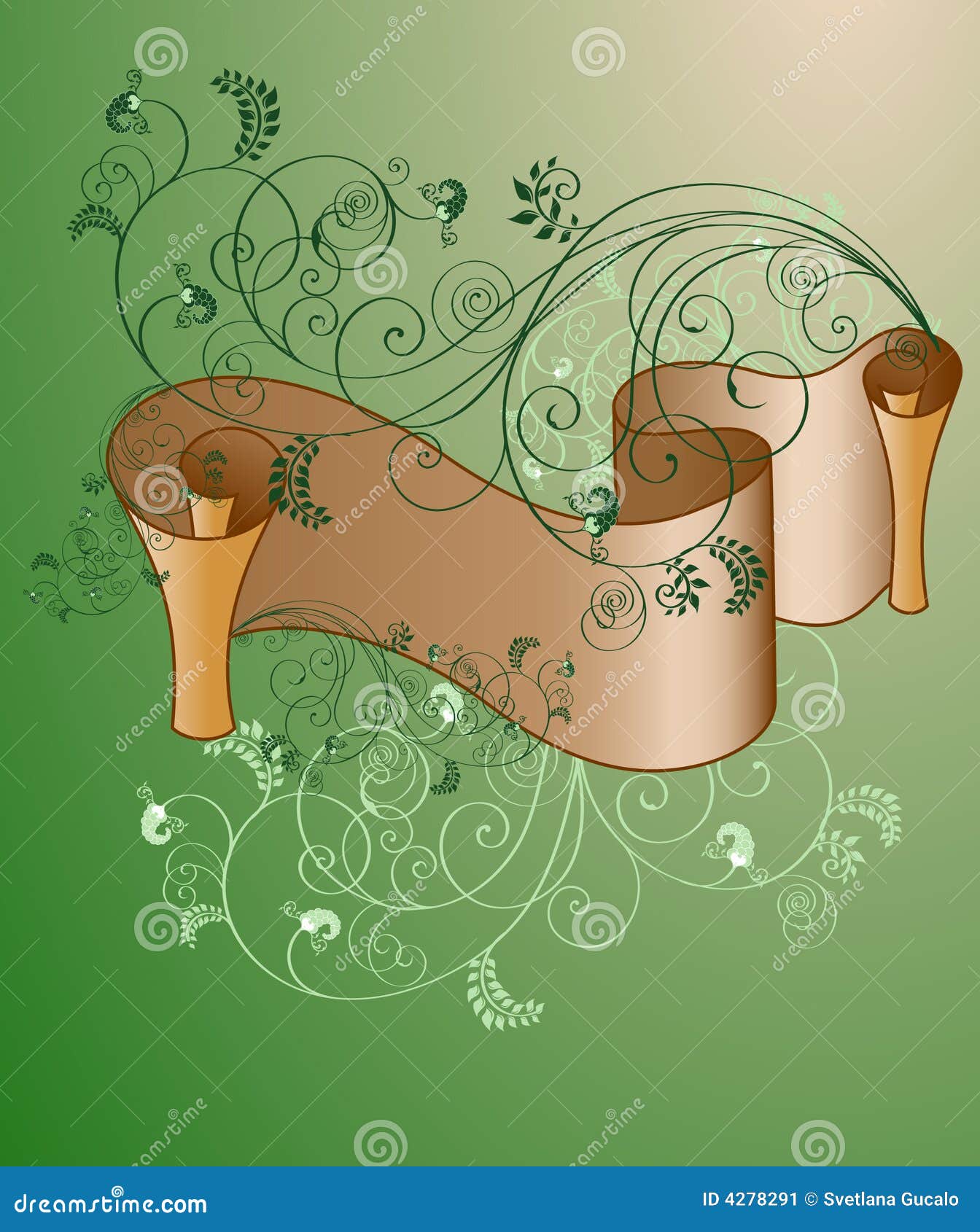Floral scroll stock vector. Illustration of scroll, green - 4278291