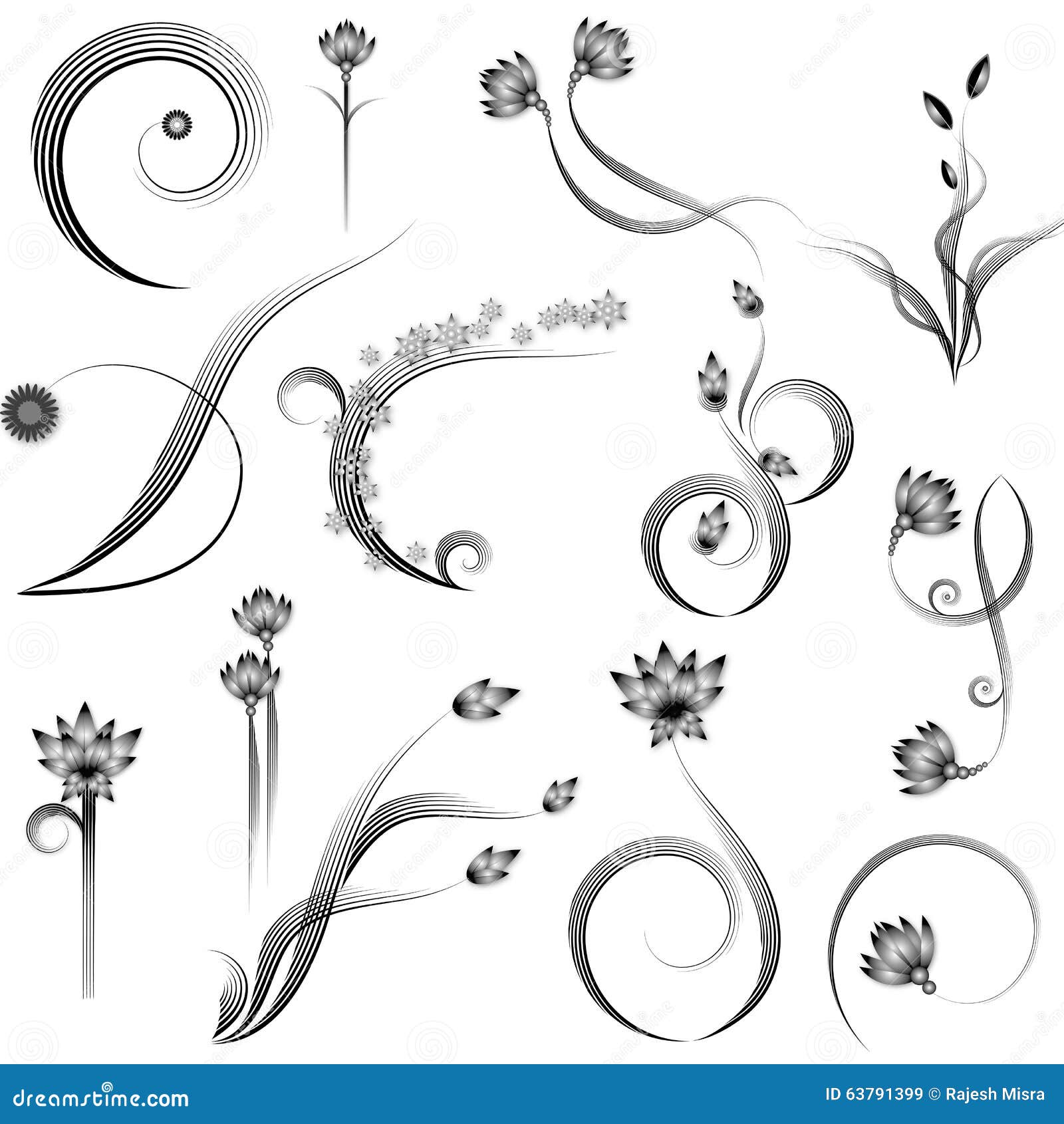 Floral scroll elements stock illustration. Illustration of scroll ...