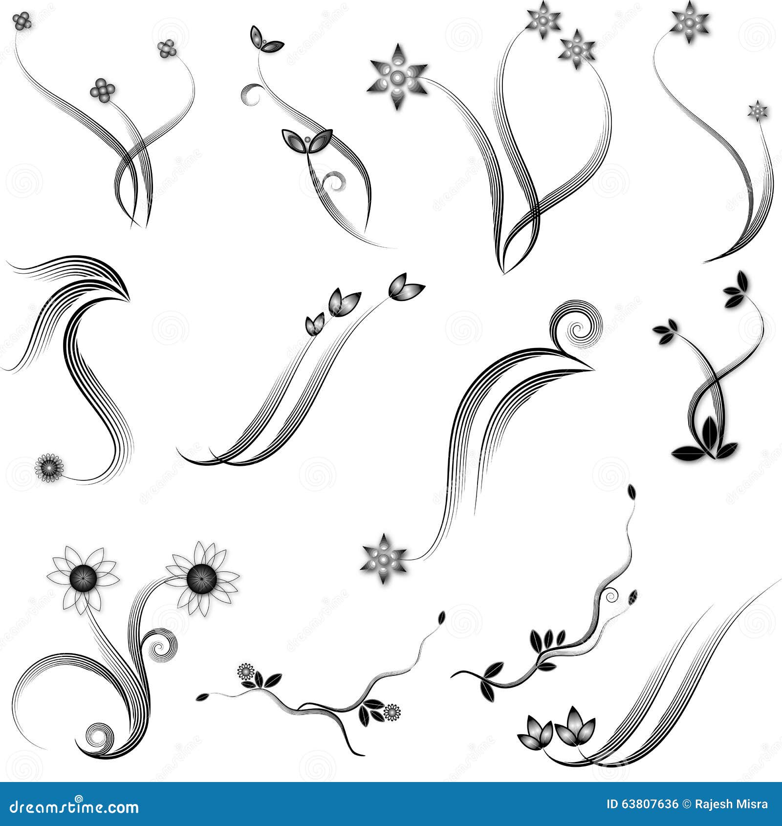 Floral scroll elements stock illustration. Illustration of isolated ...