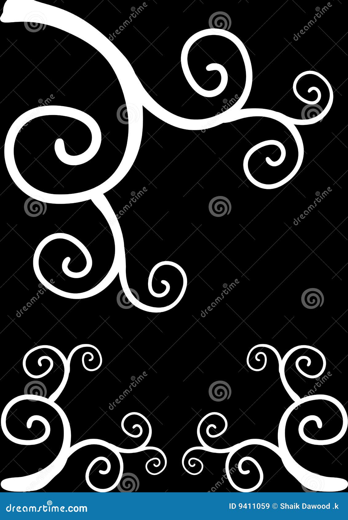 FLORAL SCROLL PATTERN stock illustration. Illustration of element - 9411059