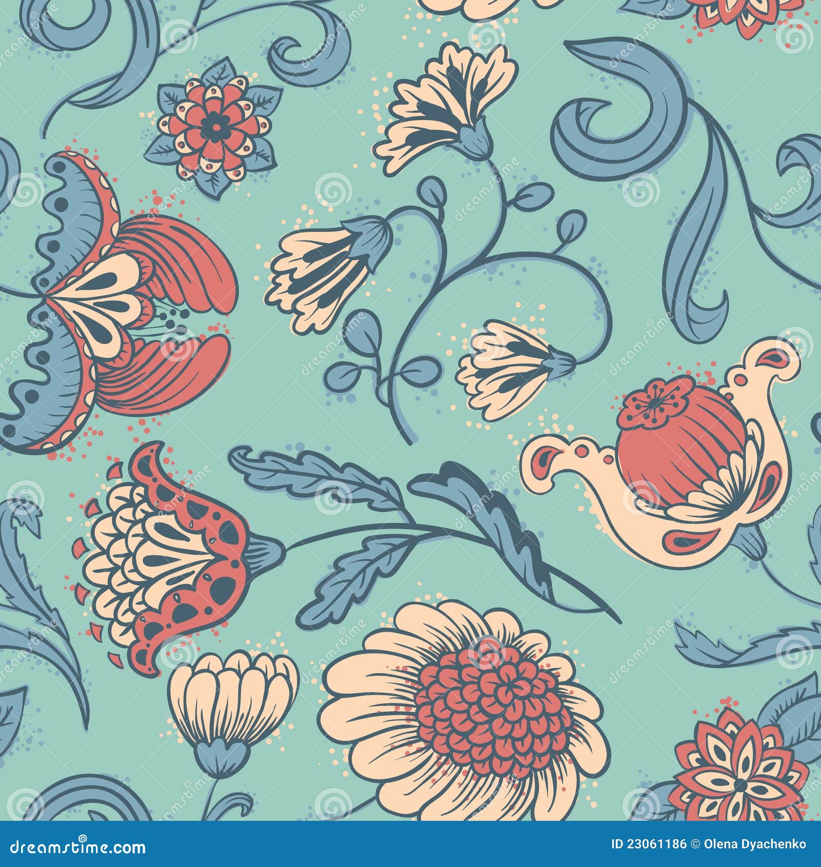 Floral seamless stock vector. Illustration of leaf, pink - 23061186