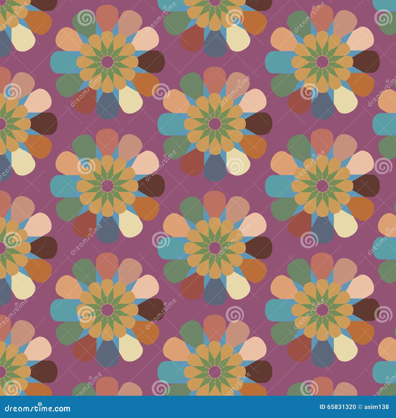 Floral Seamless Abstract Vector Pattern, Repeating Vintage Retro ...
