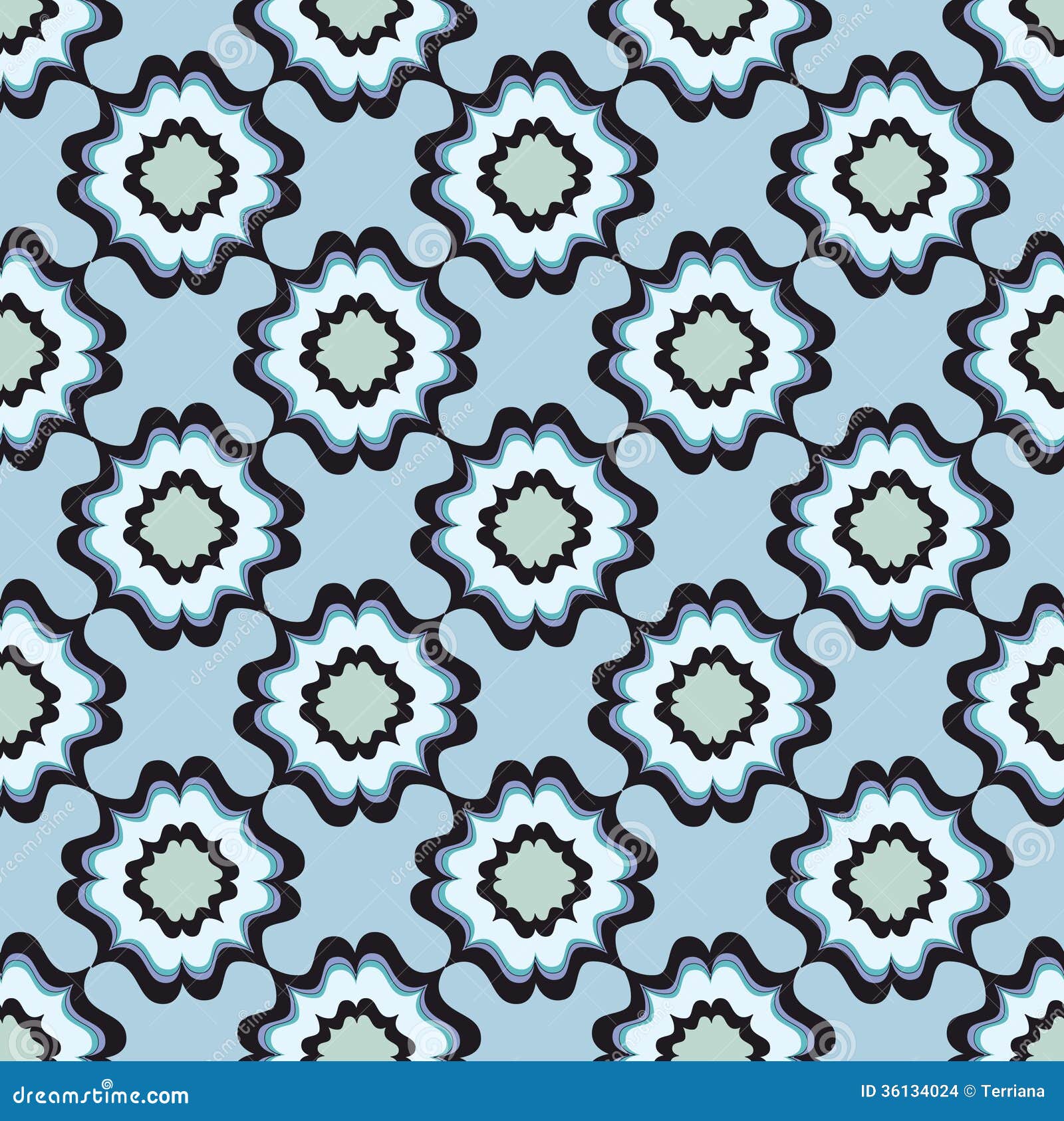 Floral Seamless Background. Abstract Blue Floral Geometric Seamless ...