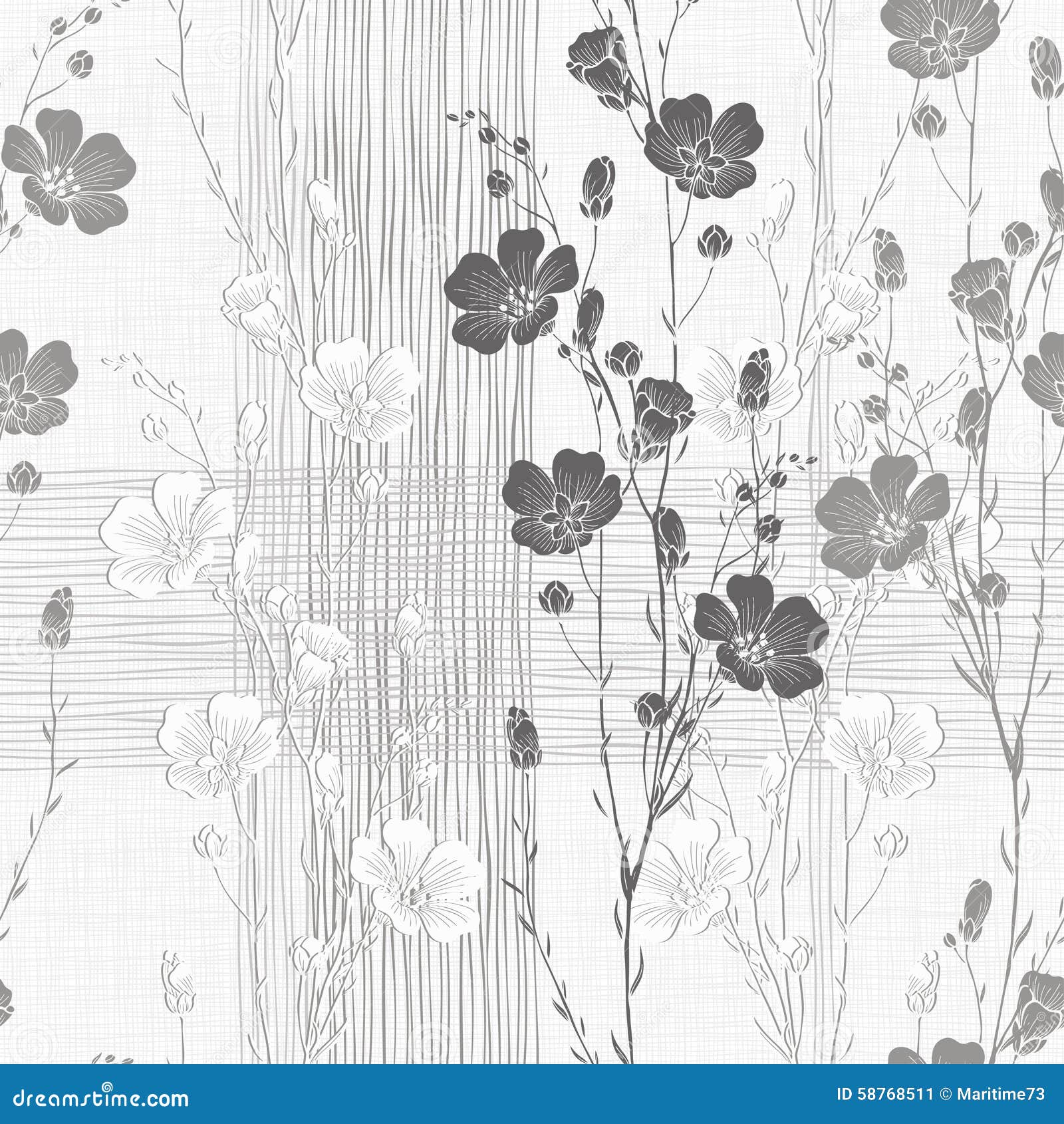 Floral Seamless Background of Flax Plant. Stock Illustration ...