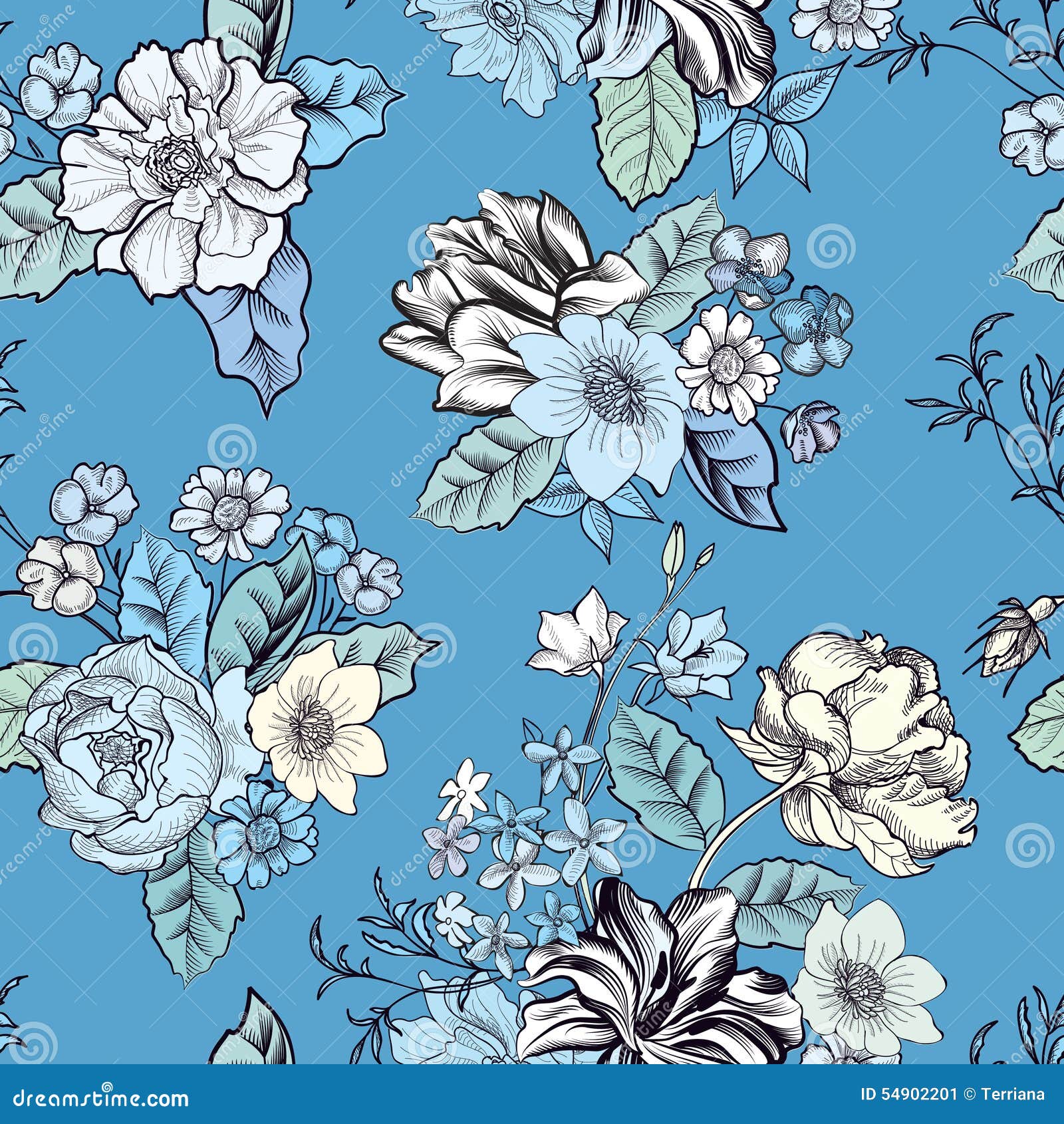 Floral Seamless Background. Flower Pattern. Stock Illustration ...