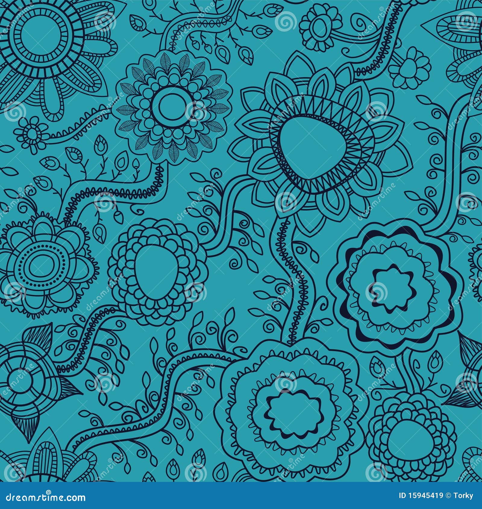 Floral Seamless Background Line Work Stock Vector - Illustration of ...