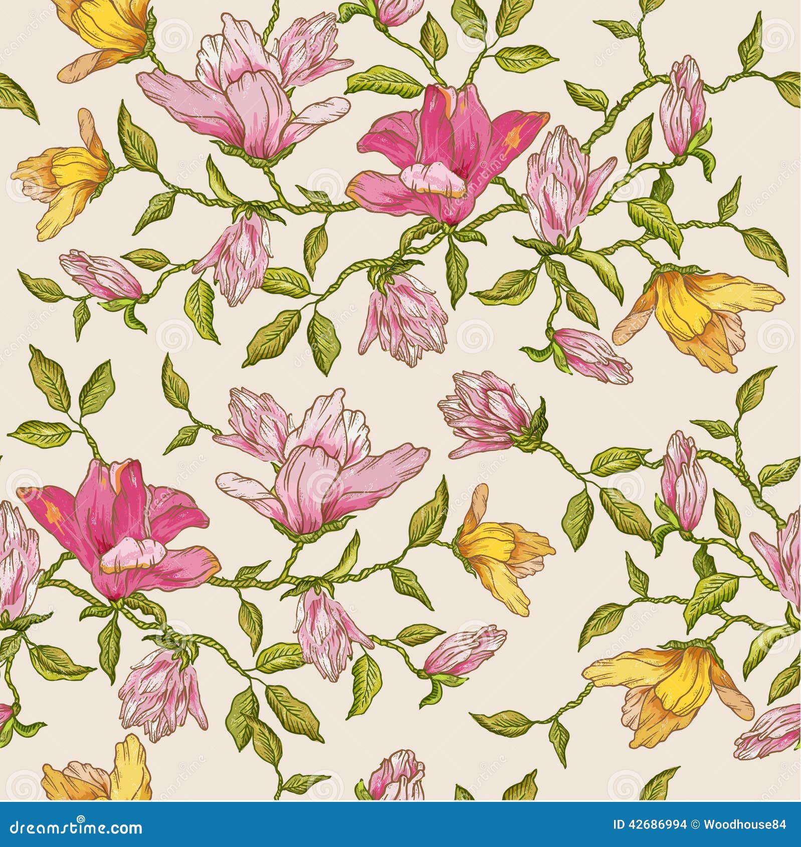 Floral Seamless Background stock vector. Illustration of doodle - 42686994