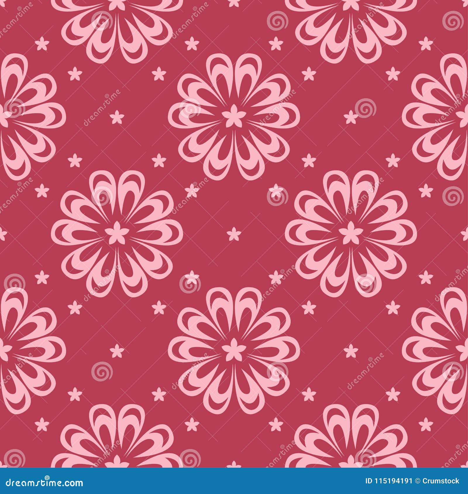Floral Seamless Design on Red Background Stock Vector - Illustration of ...