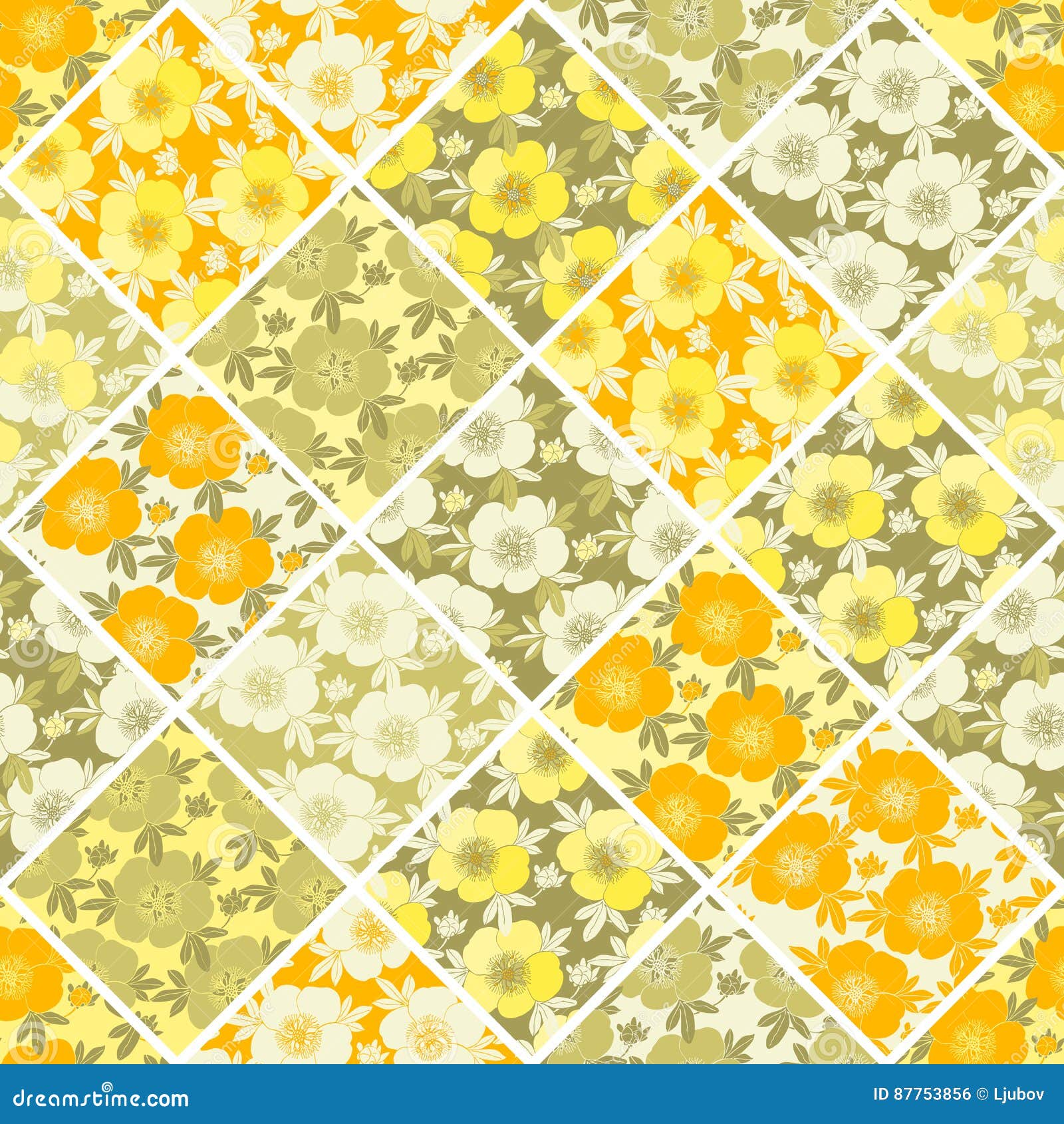 Floral Seamless Patchwork Pattern. Bright Summer Flowers Stock Vector - Illustration of ...