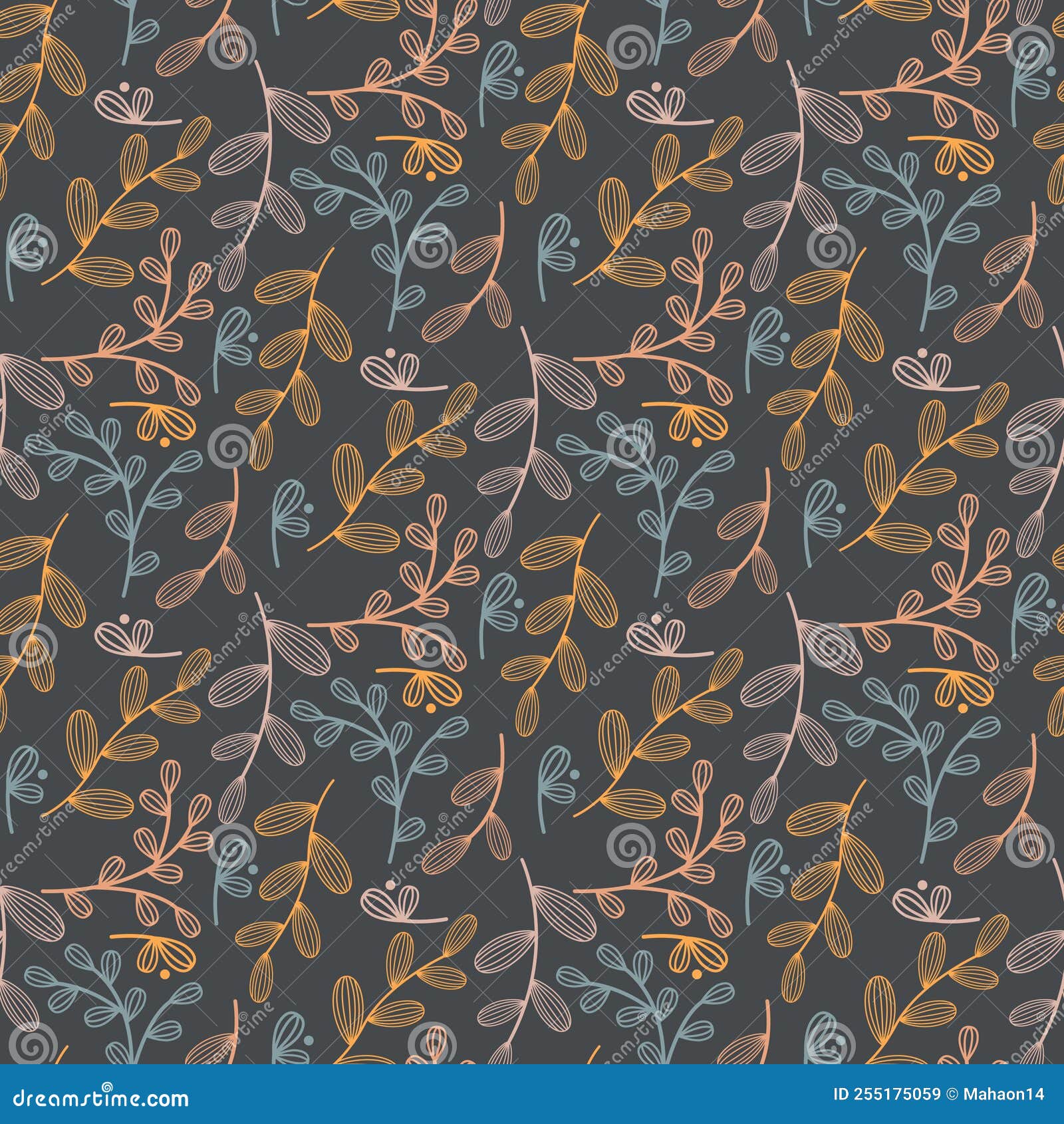 Floral Seamless Pattern with Stylized Branches Stock Vector ...