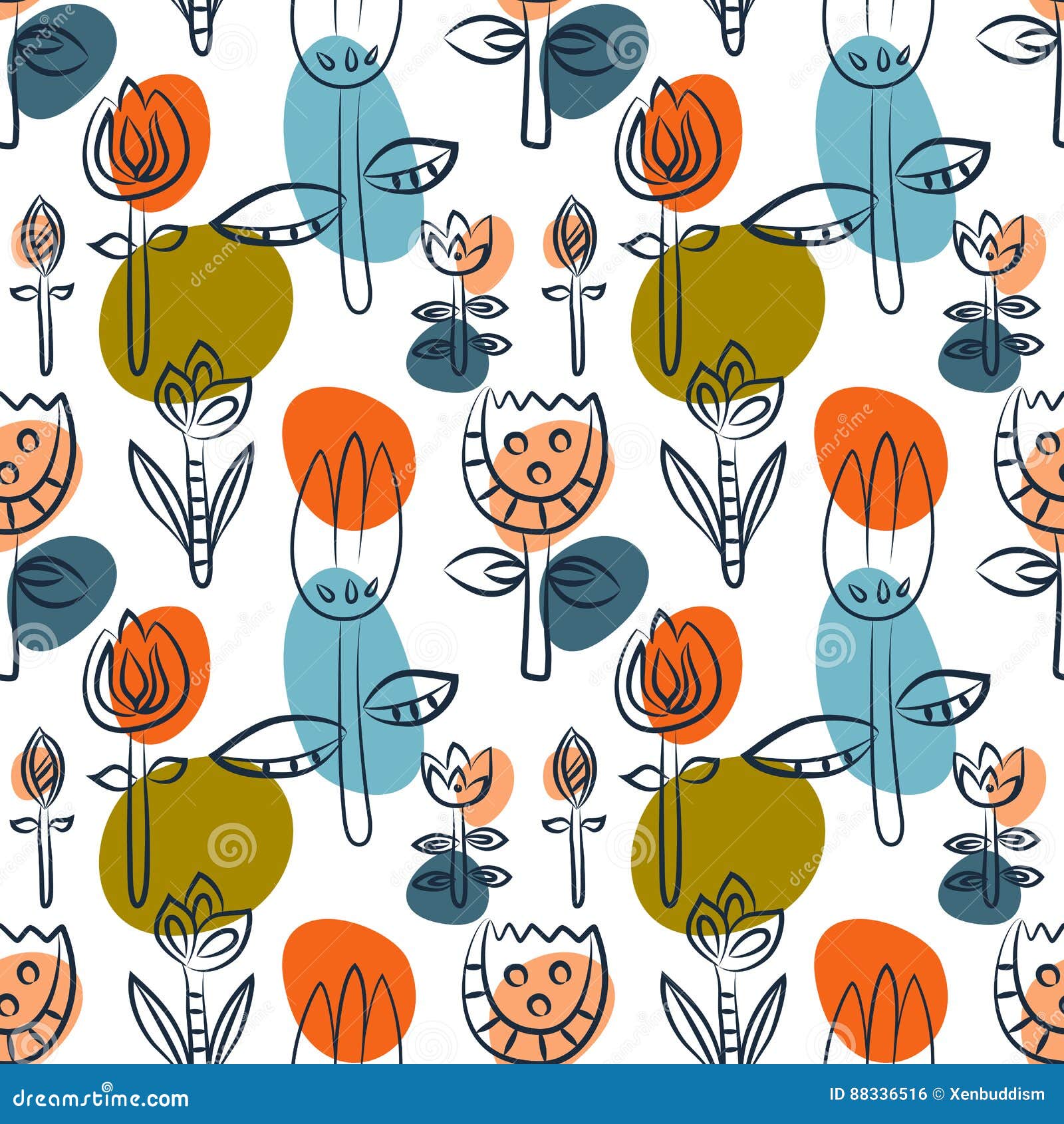 Floral Seamless Pattern As Scandinavian Textile Design. Poppies and ...