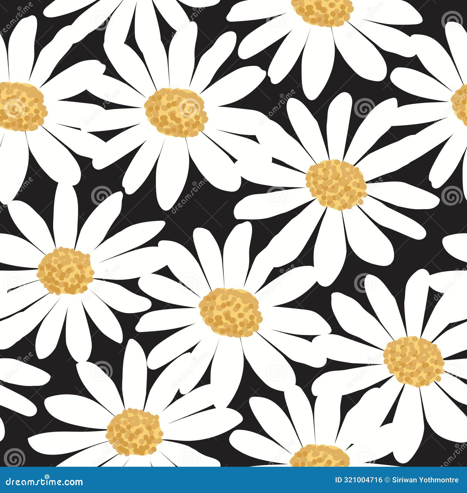 Seamless Flower Pattern Background with Abstract Daisy Flower. Stock ...