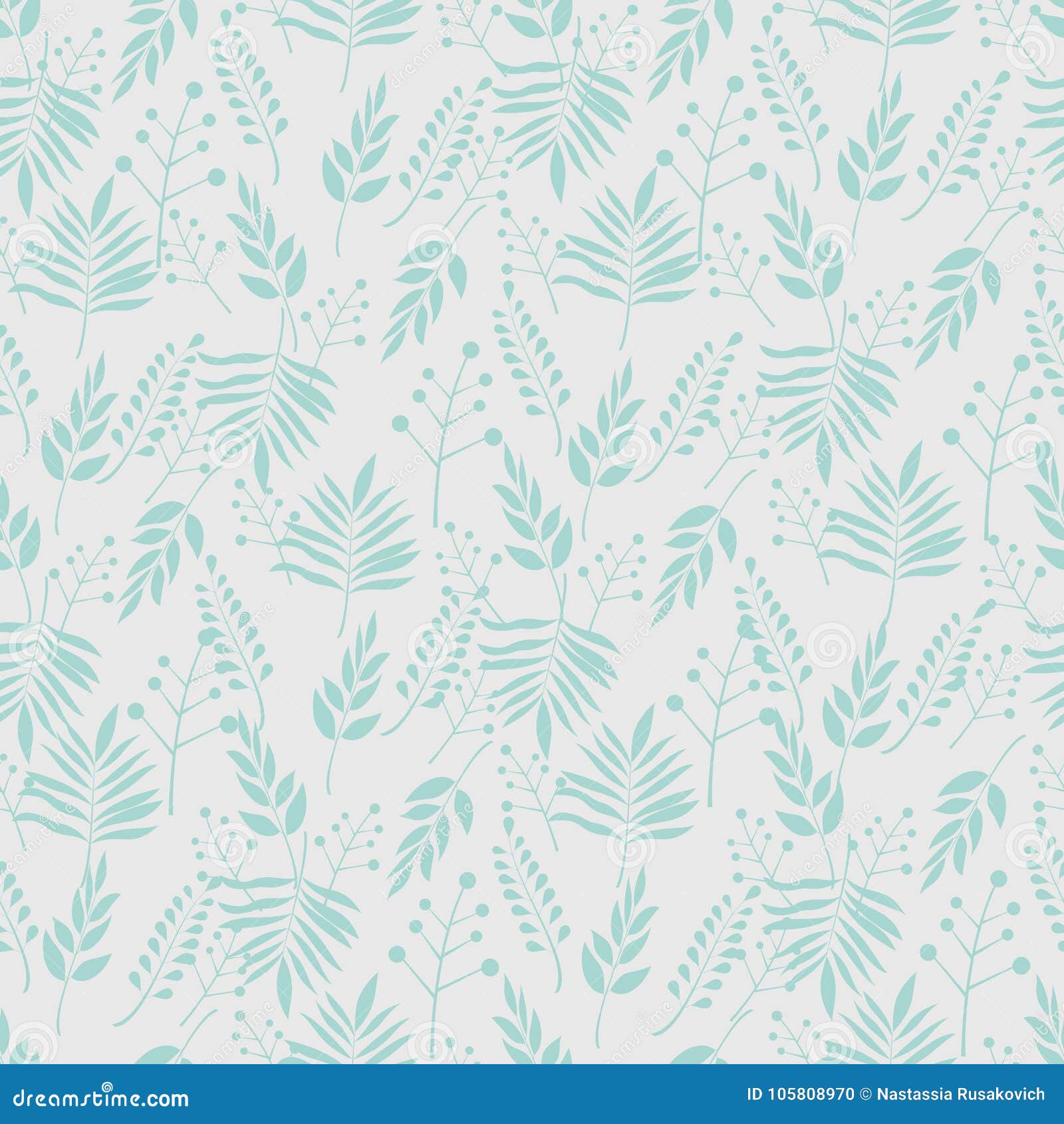 Floral Seamless Pattern, Background with Branches and Leaves on a Light ...