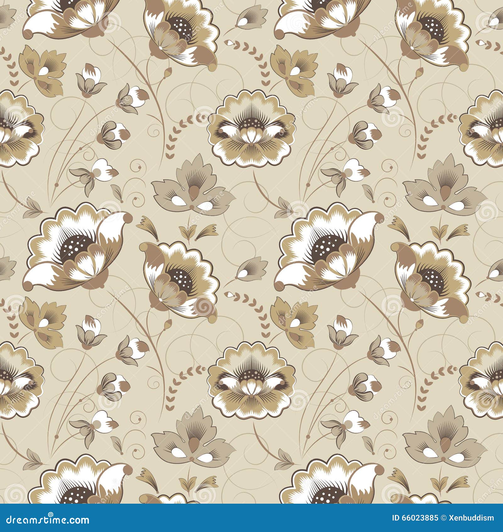 Floral Seamless Pattern in Beige Color Stock Illustration ...