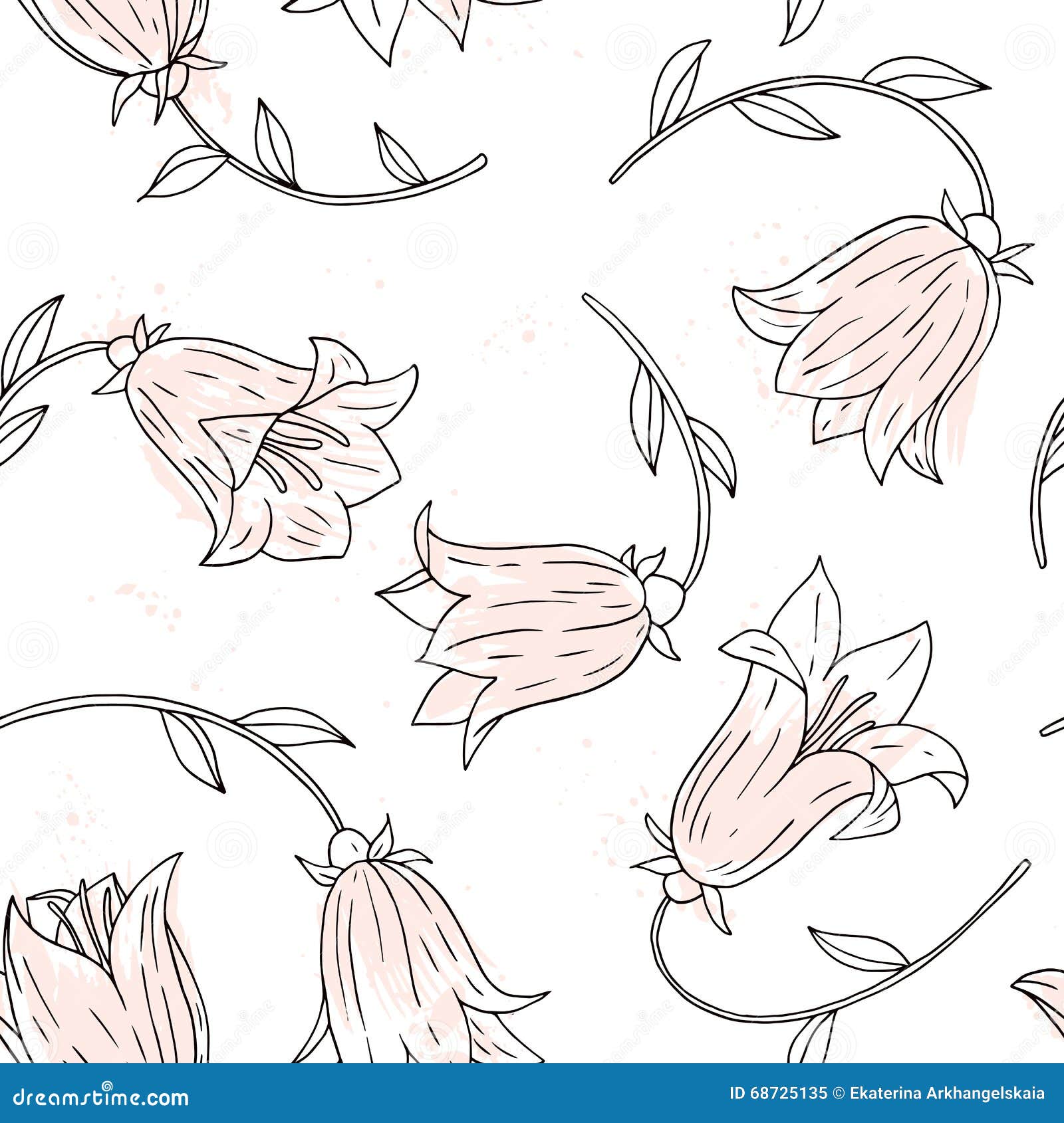 Floral Seamless Pattern with Bell Flowers Stock Vector - Illustration ...