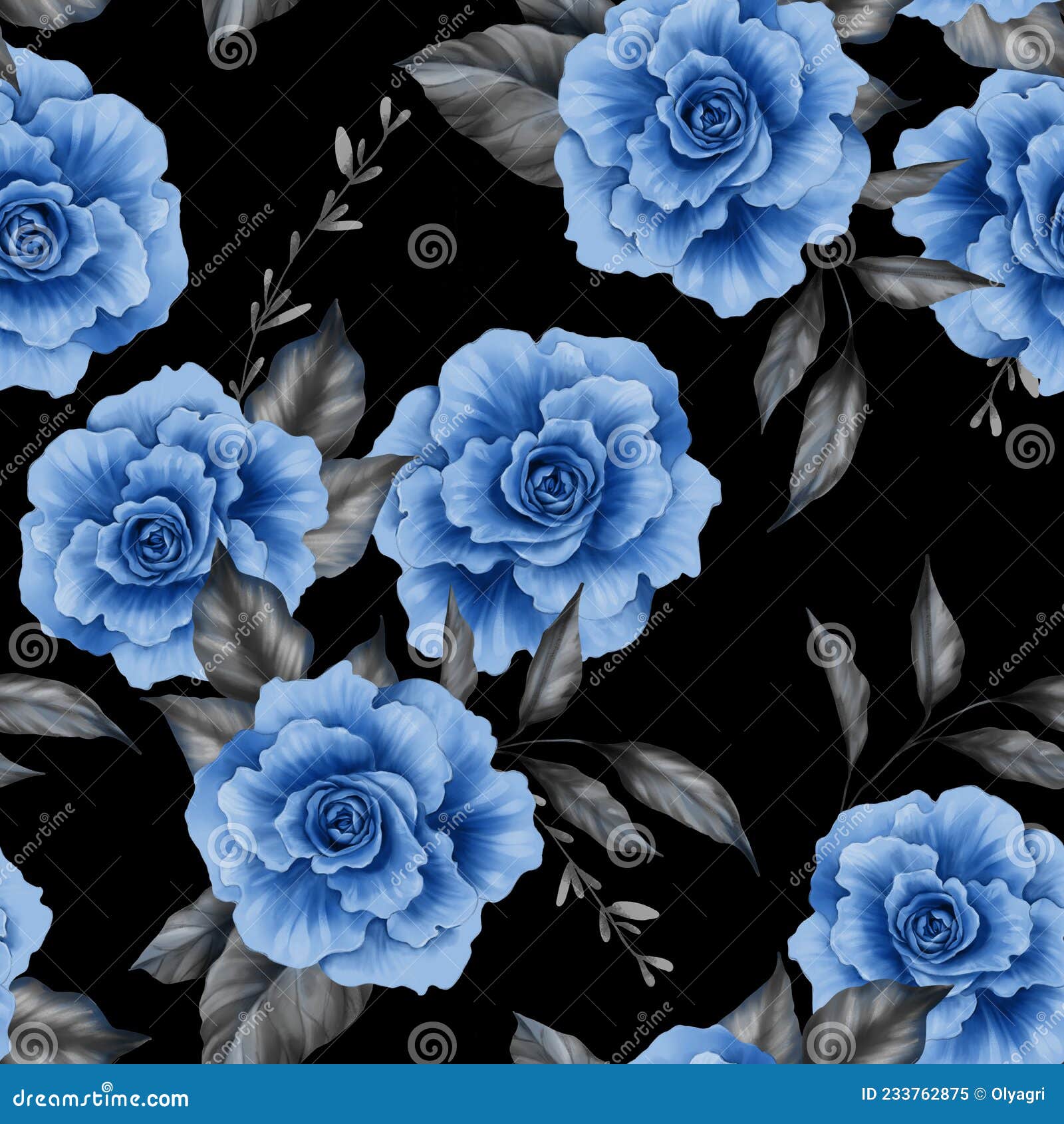 Blue Rose Pattern Background