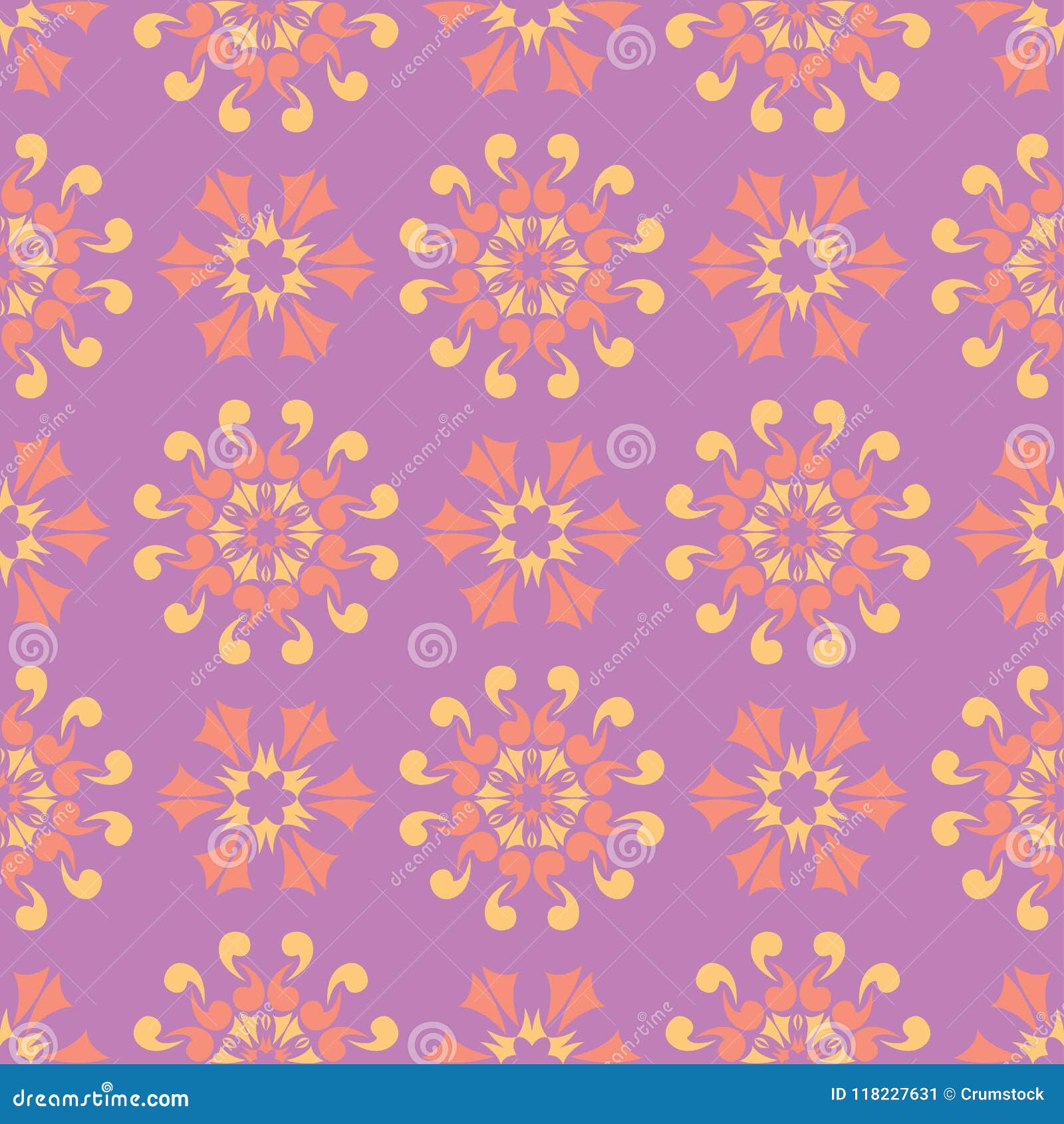 Floral Seamless Pattern. Bright Violet Background with Colored Design ...