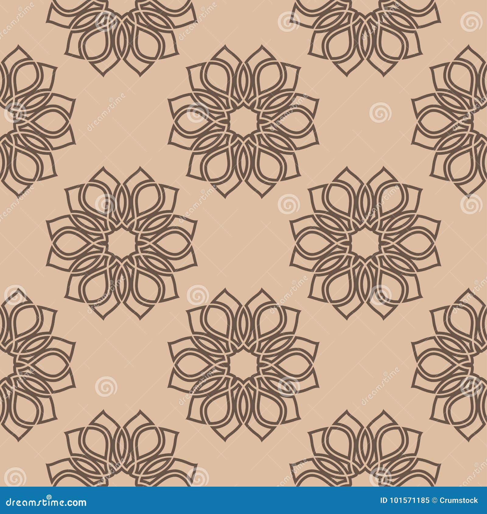 Floral Seamless Pattern. Brown Beige Wallpaper Background Stock Vector ...