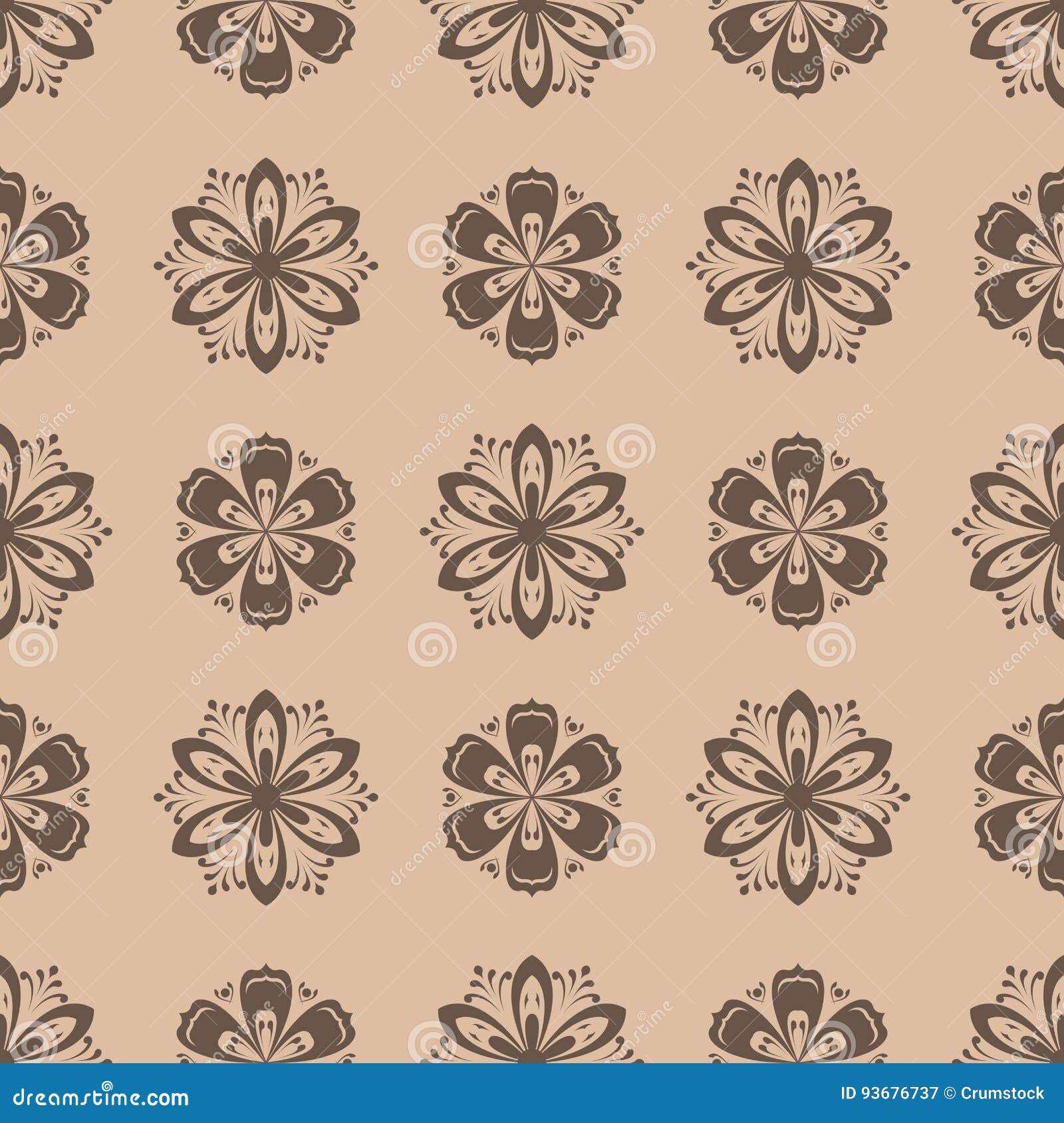 Floral Seamless Pattern. Brown Flower Elements Stock Illustration ...