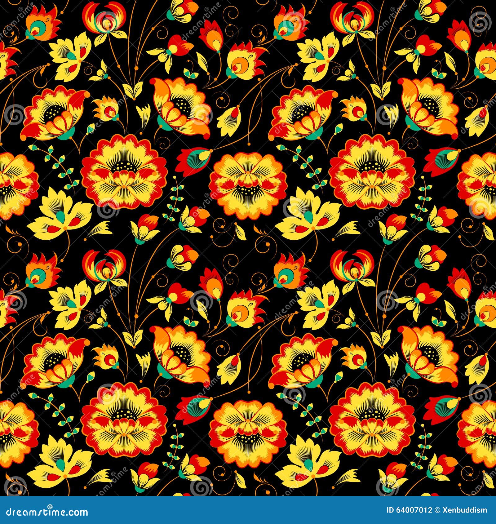 Floral Seamless Pattern in Country Style Stock Illustration ...