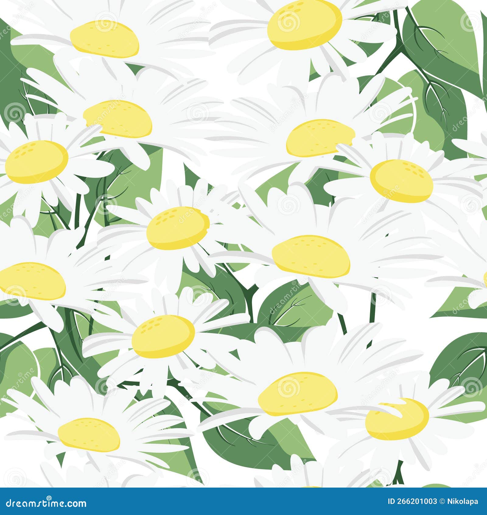 Floral Seamless Pattern. Daisy and Leaves Stock Vector - Illustration ...