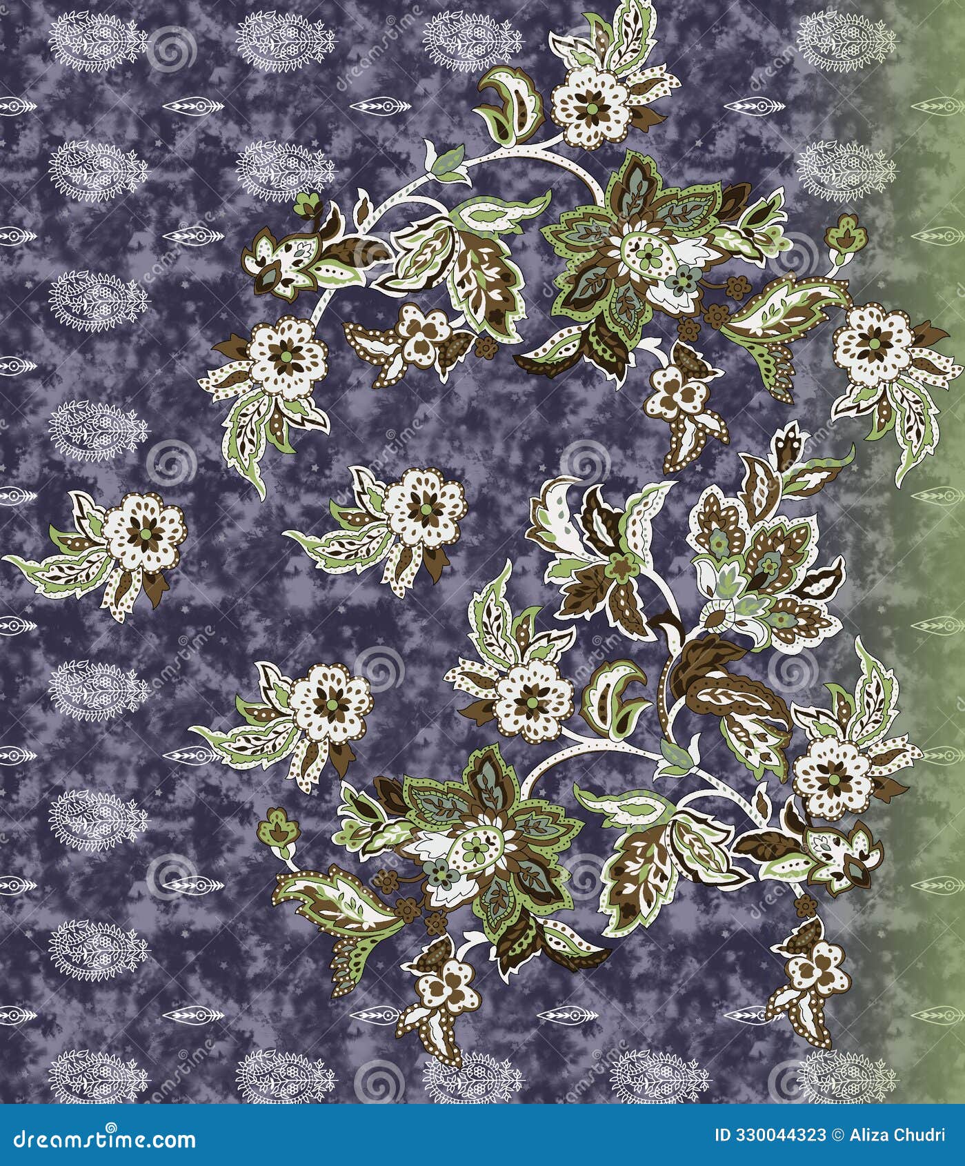 Floral Seamless Pattern with Digital Border Stock Illustration for ...