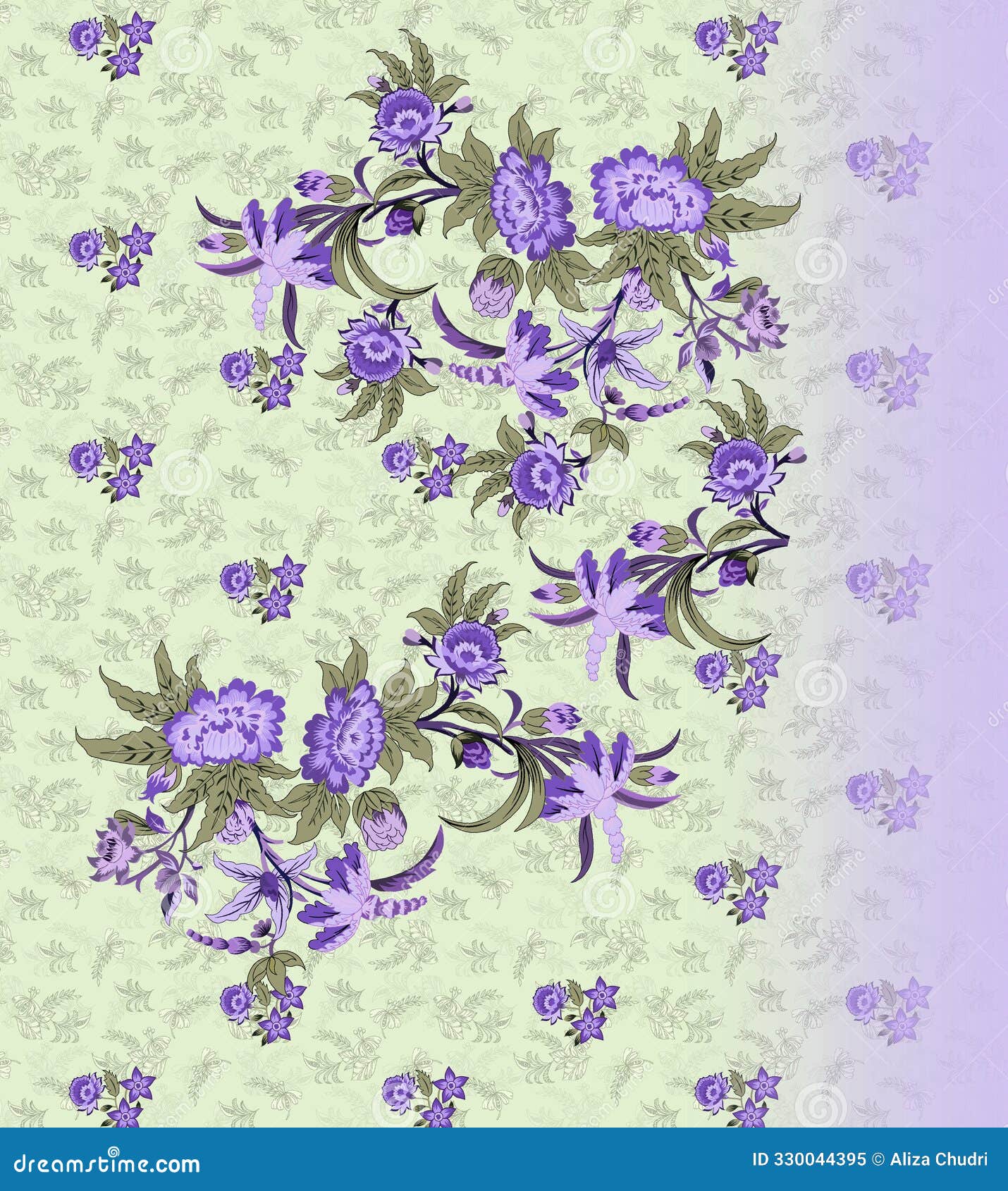 Floral Seamless Pattern with Digital Border Stock Illustration for ...